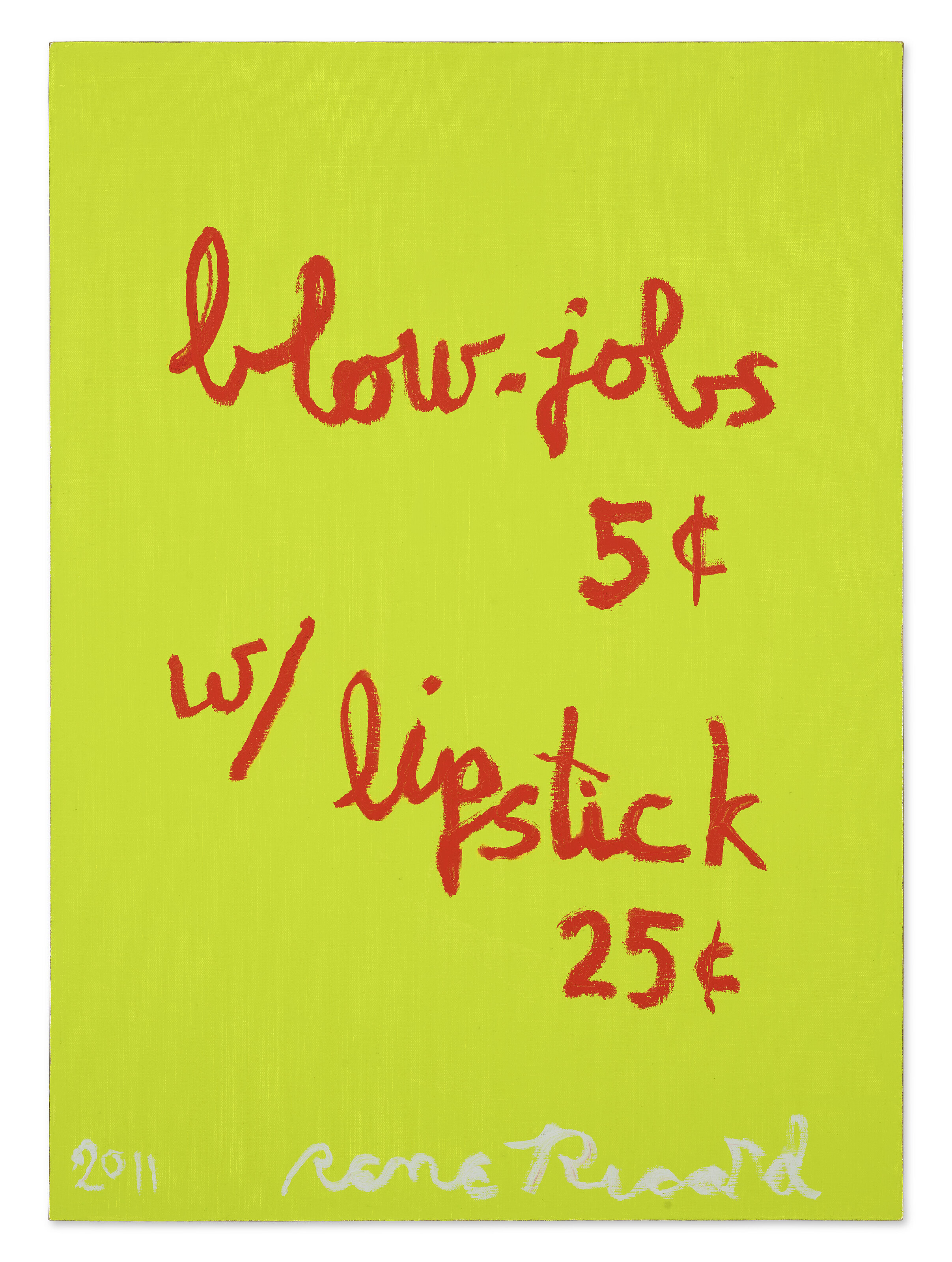 RENE RICARD (1946-2014), Untitled (Blow-jobs...) | Christie’s