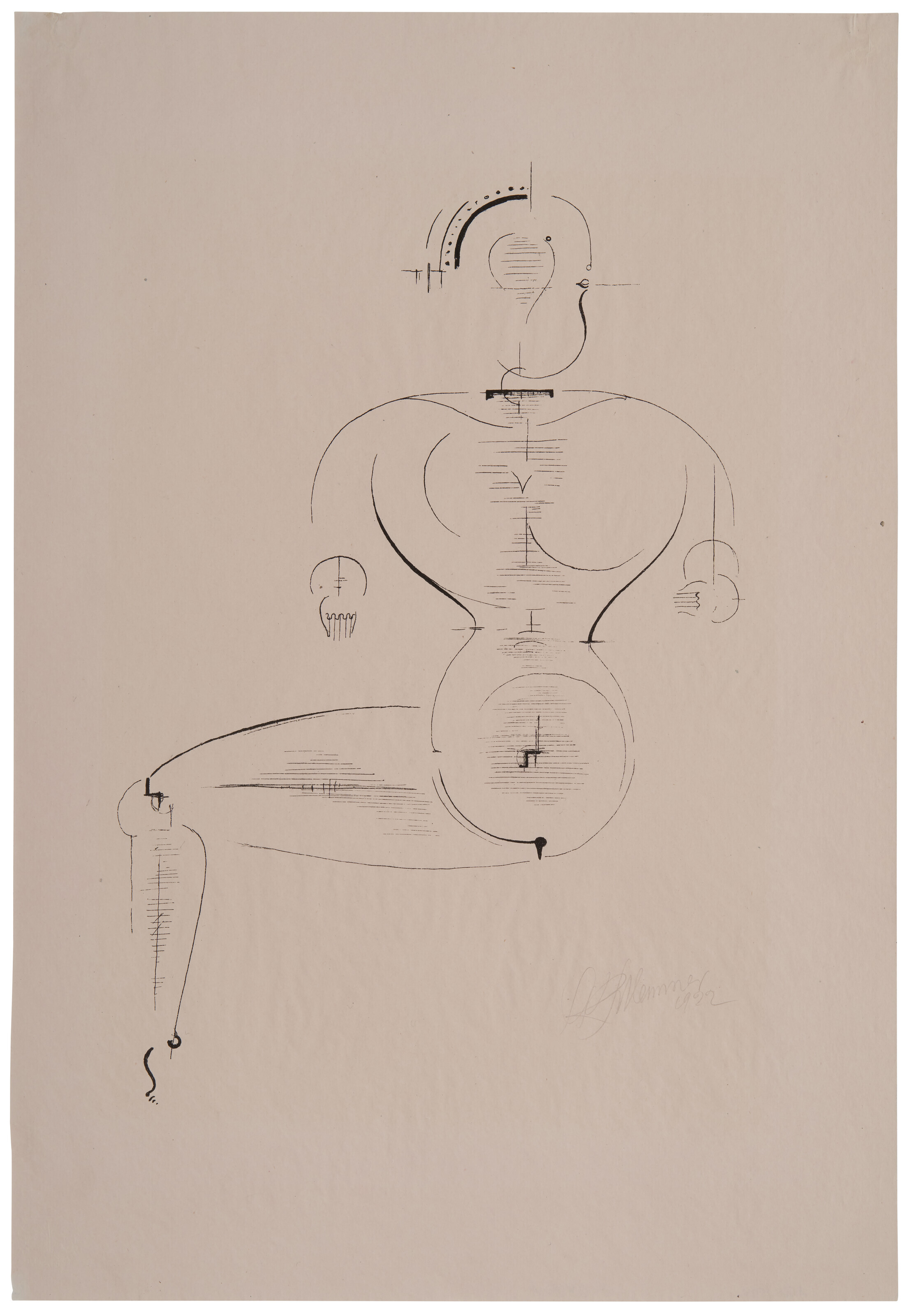 OSKAR SCHLEMMER (1888-1943), Figure from the Side: Figure H2 Seated ...