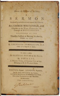 An Elegiac Poem on the death of George Whitefield, Phillis Wheatley ...