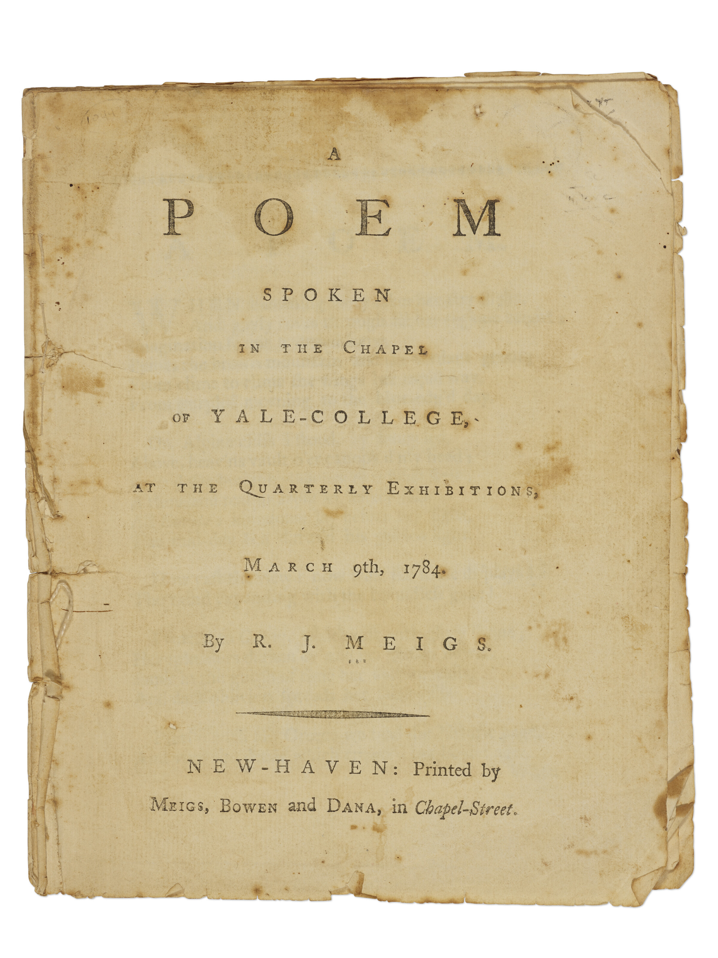 A Poem Spoken in the Chapel of Yale College, Return Jonathan Meigs ...
