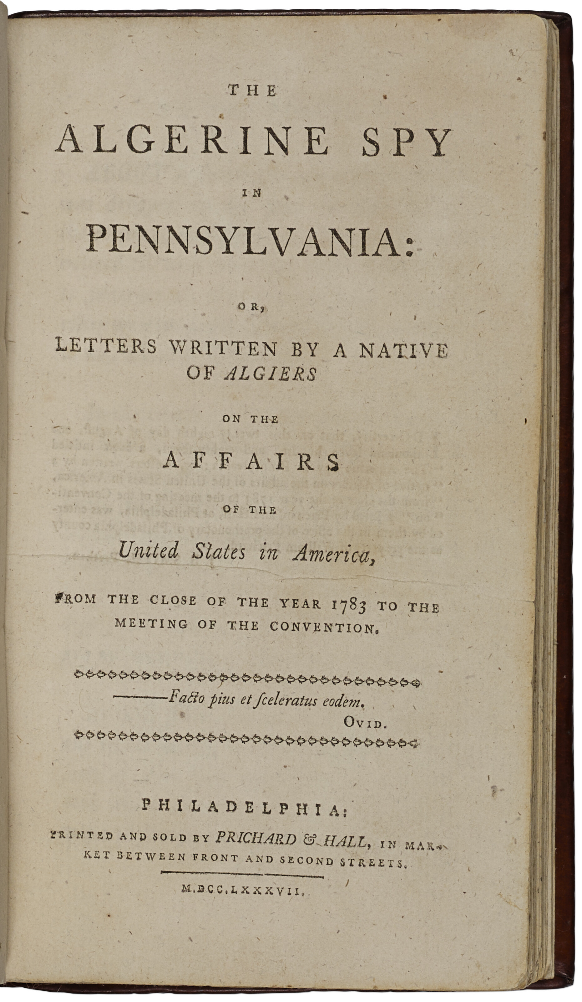 The Algerine Spy in Pennsylvania, Peter Markoe, 1787 | Christie’s