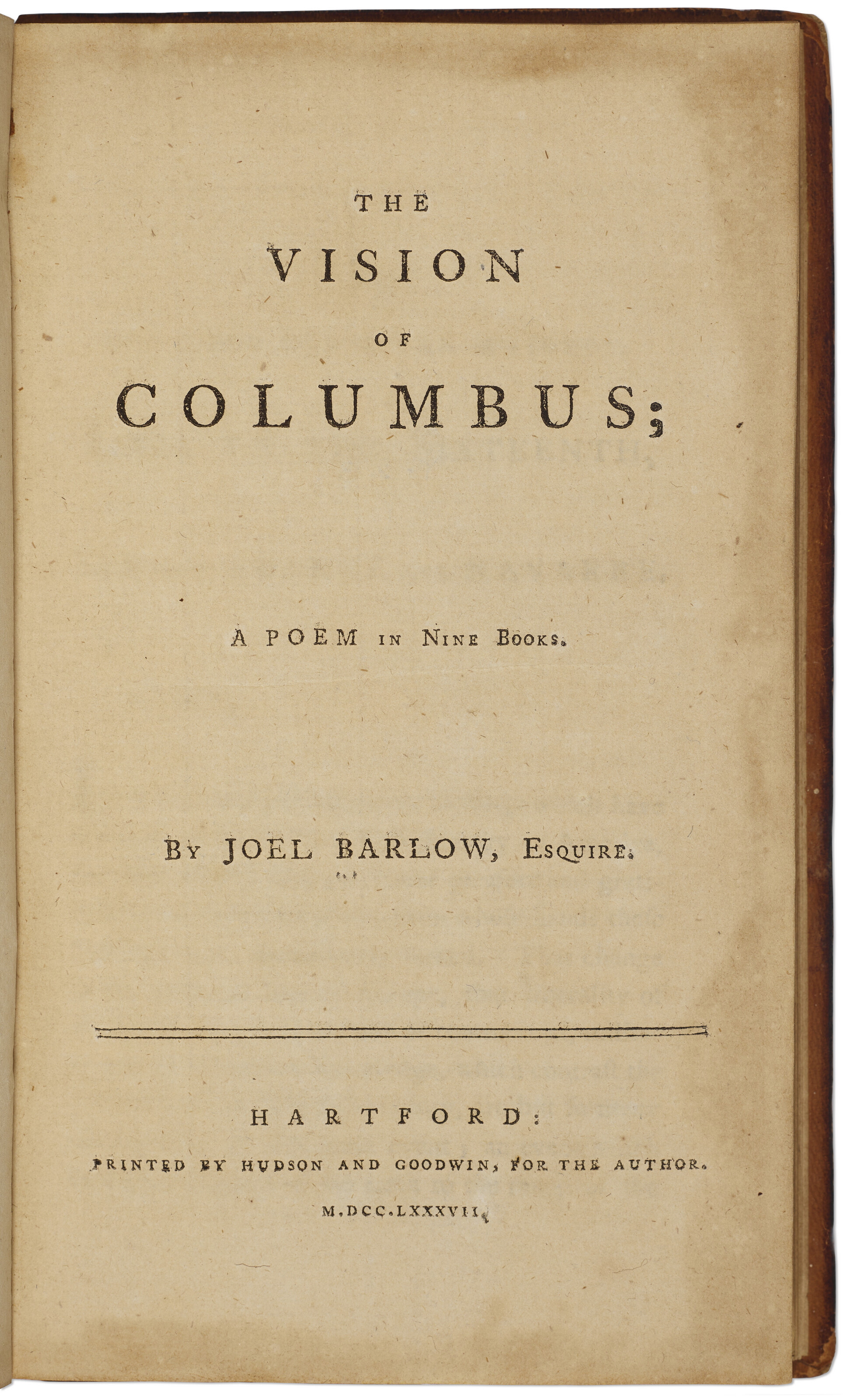 The Vision of Columbus, Charles Pinckney's copy, Joel Barlow, 1787 ...