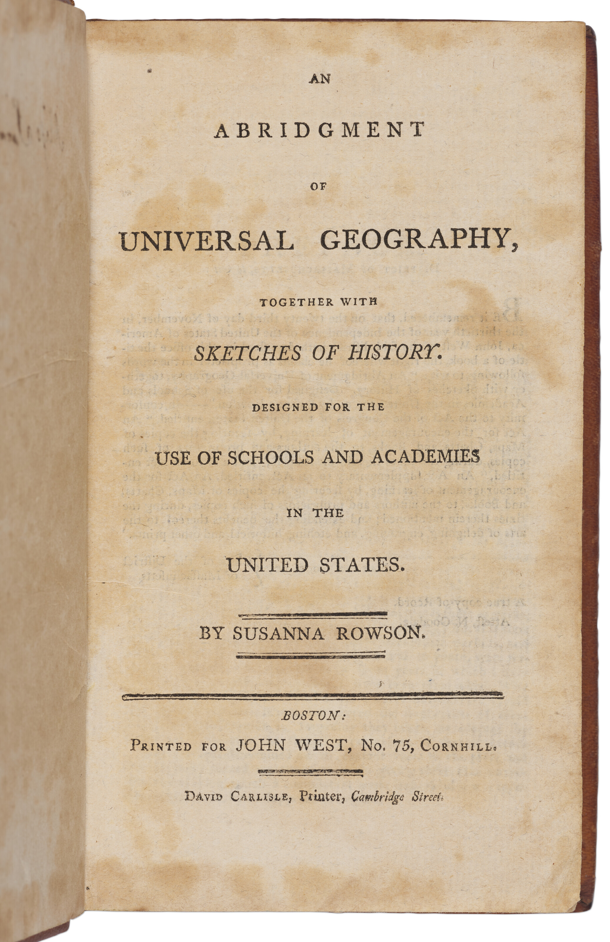 An Abridgment of Universal Geography, Susanna Rowson, 1806 | Christie’s
