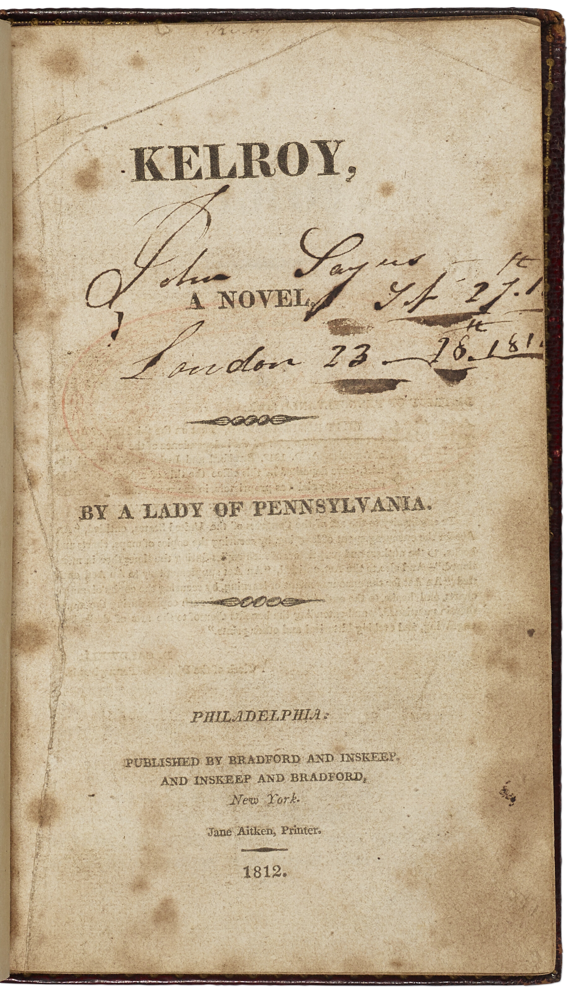 Kelroy, Rebecca Rush, 1812 | Christie’s