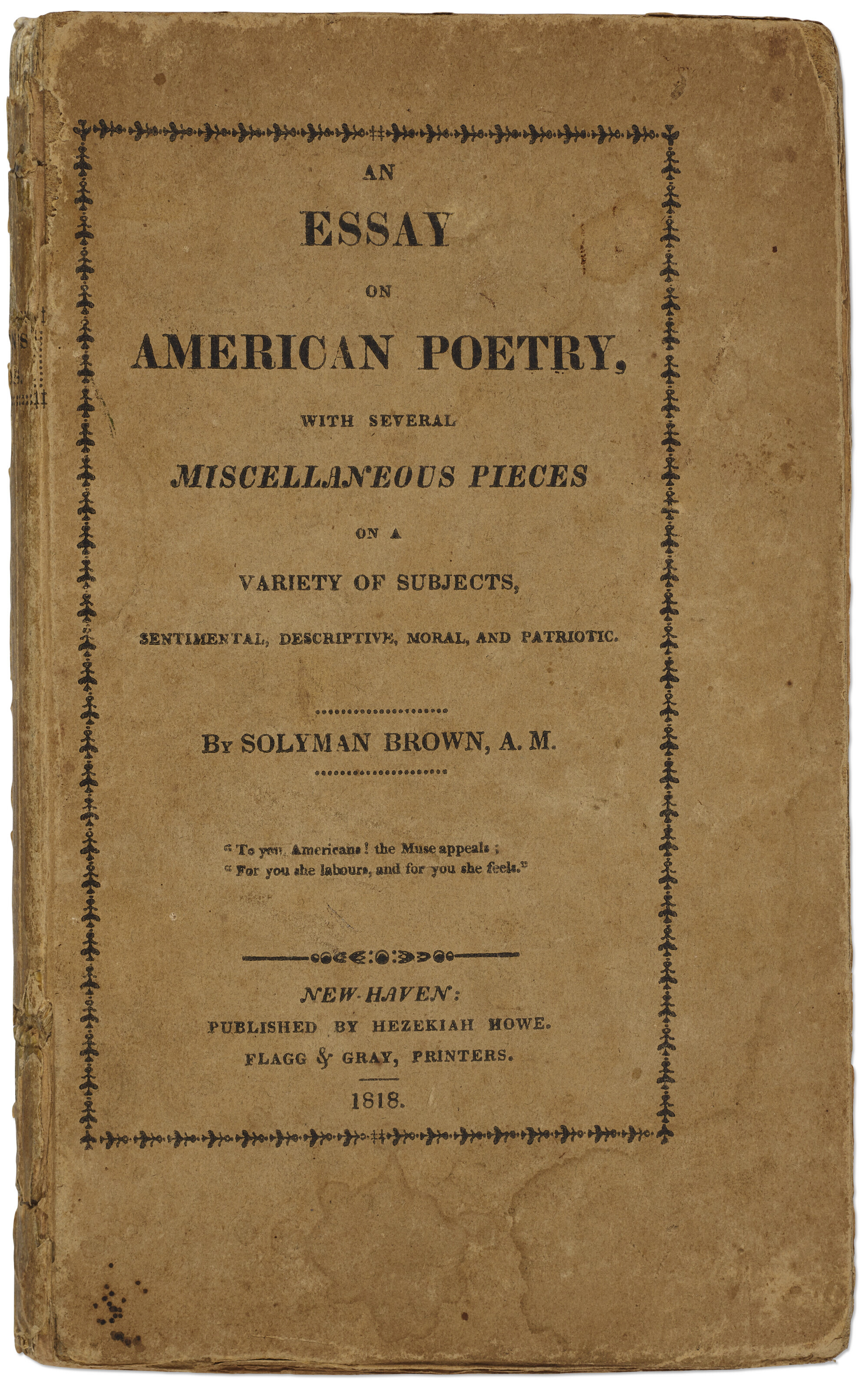 An Essay on American Poetry, Solyman Brown, 1818 | Christie’s