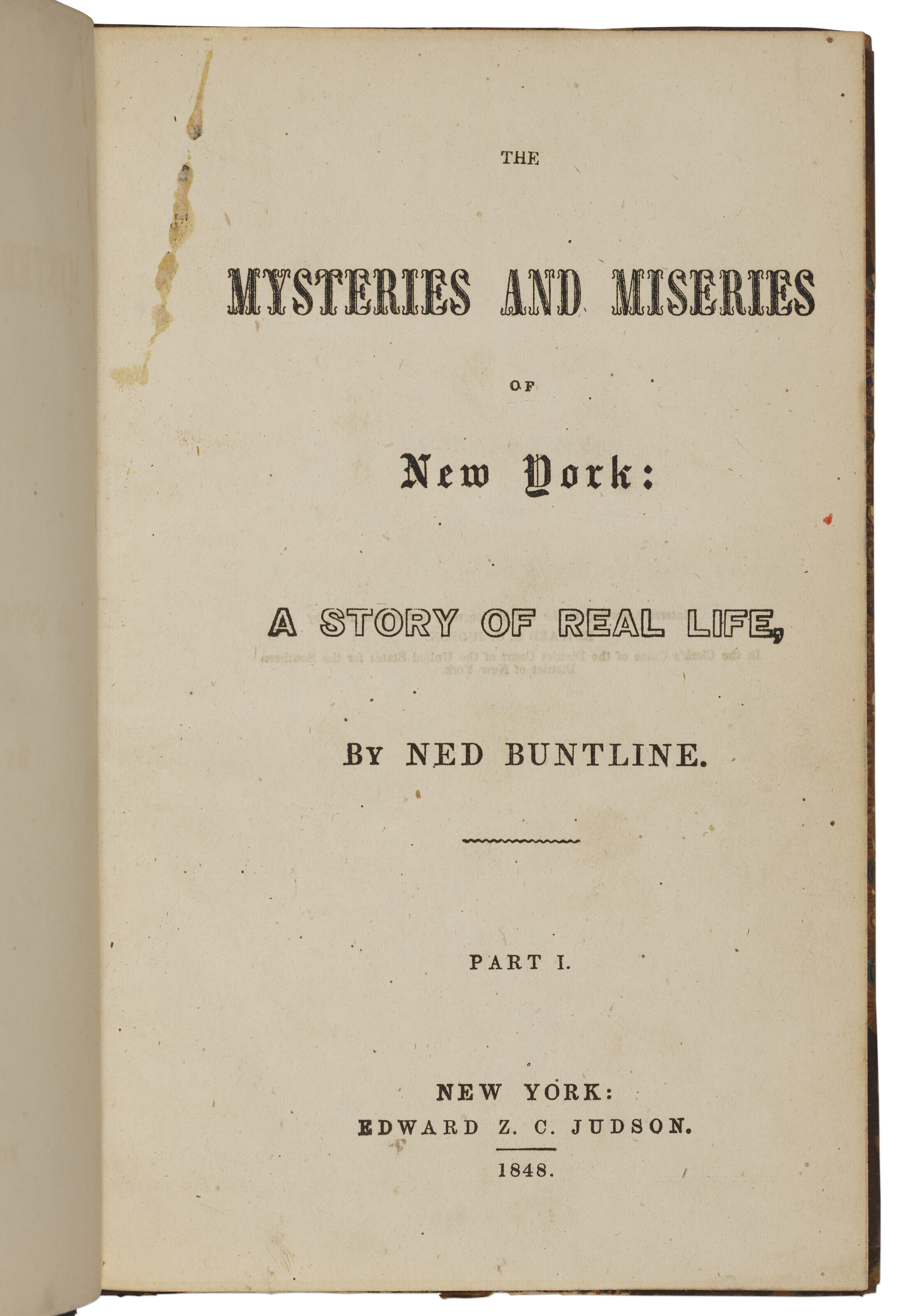 The Mysteries and Miseries of New York, E.Z.C. Judson, 1848 | Christie’s