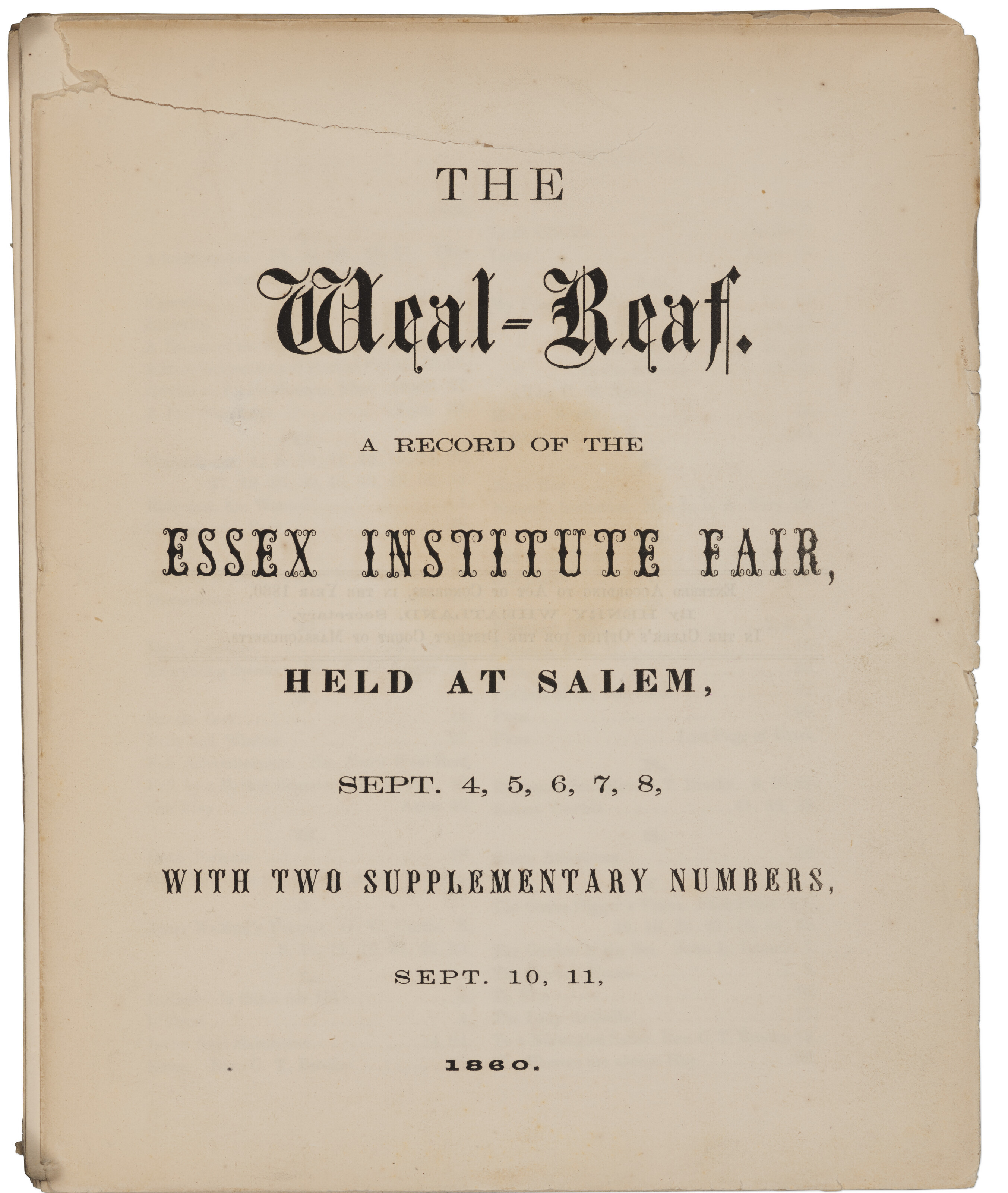 "Letter from Hawthorne", The Weal-Reaf, 1860 | Christie’s