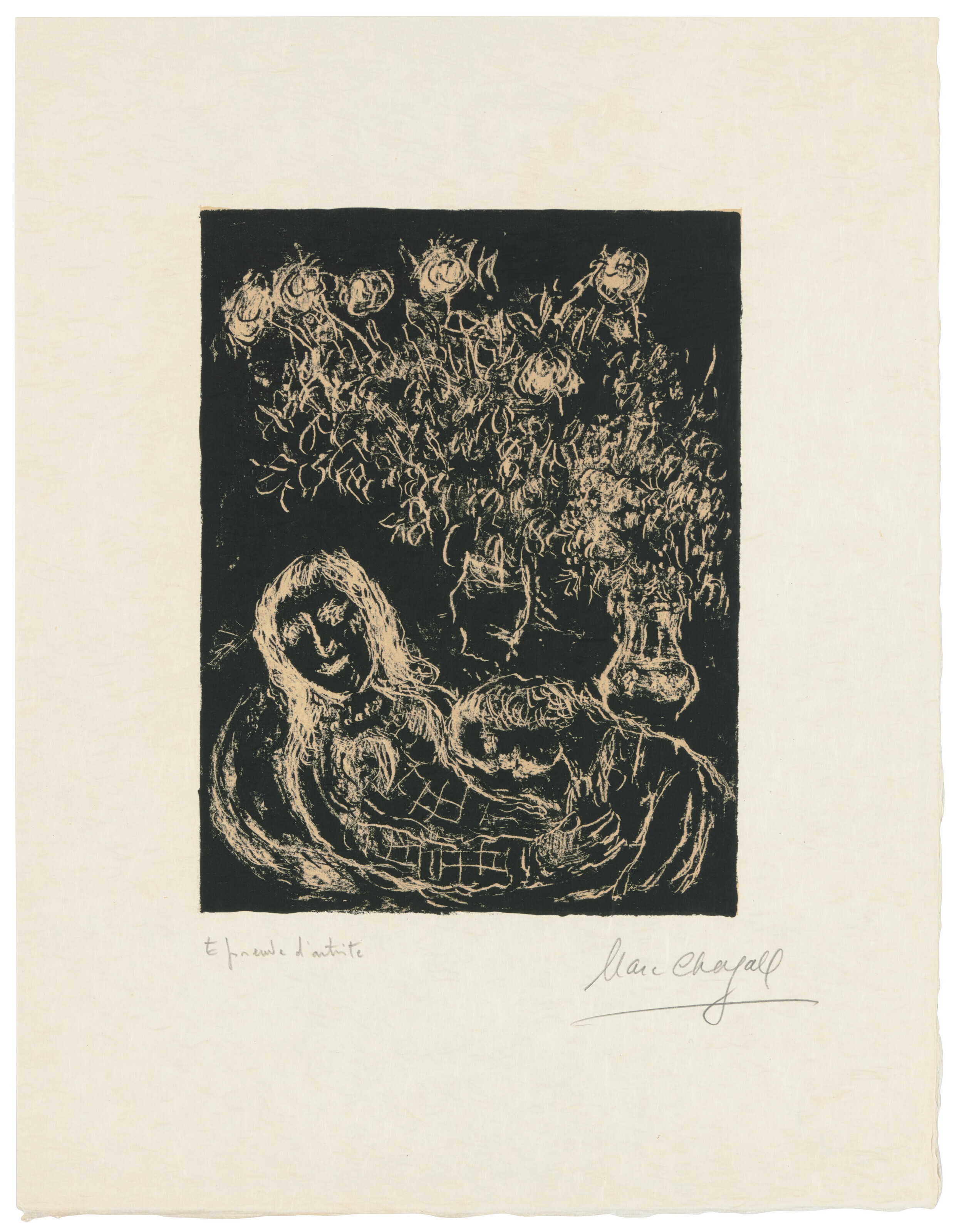 MARC CHAGALL (1887-1985), Couple sur fond noir | Christie’s