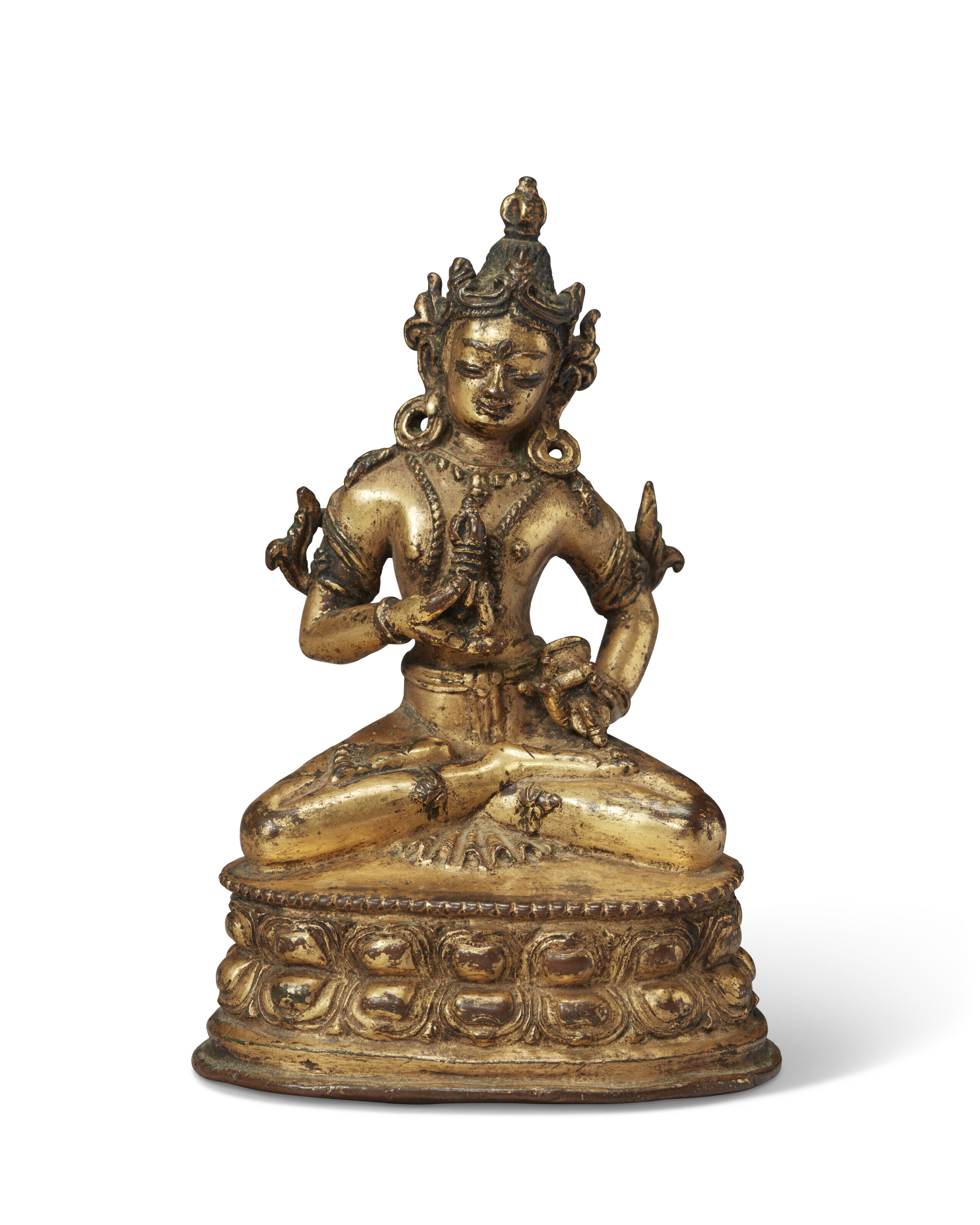 A GILT-BRONZE FIGURE OF VAJRASATTVA, NEPAL, KHASA MALLA KINGDOM, 13TH ...