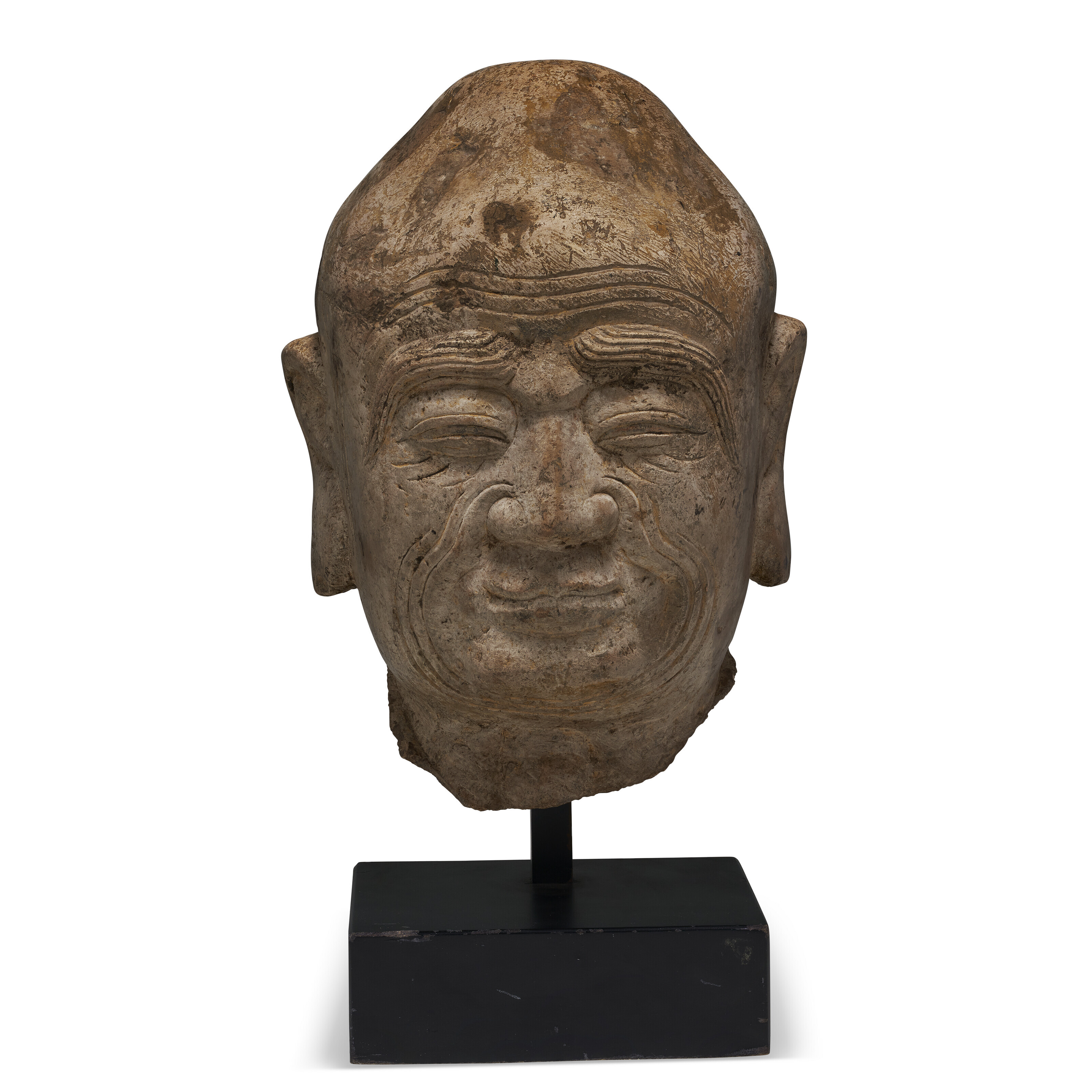 A CARVED LIMESTONE HEAD OF A LUOHAN, CHINA, MING DYNASTY (1368-1644 ...