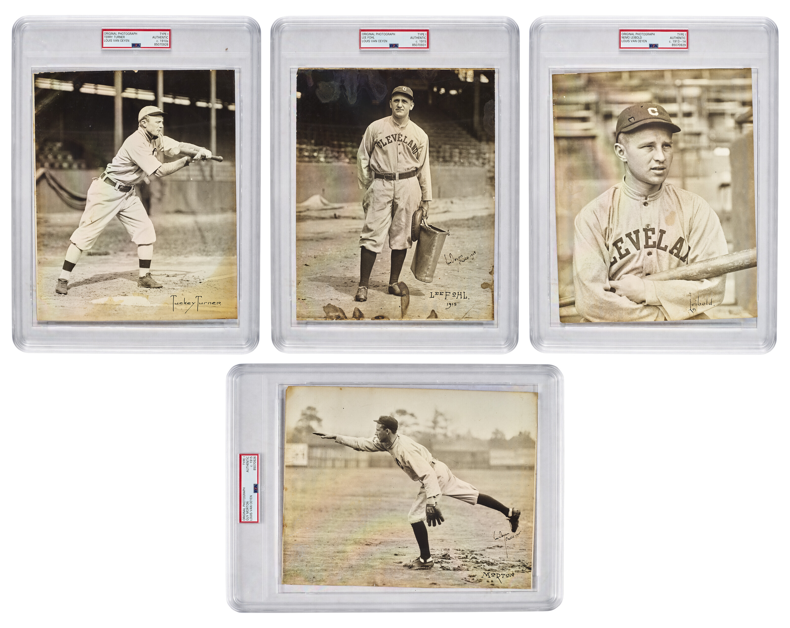 LOT OF (4) CLEVELAND NAPS PHOTOGRAPHS BY LOUIS VAN OEYEN C.1910-15 (PSA ...