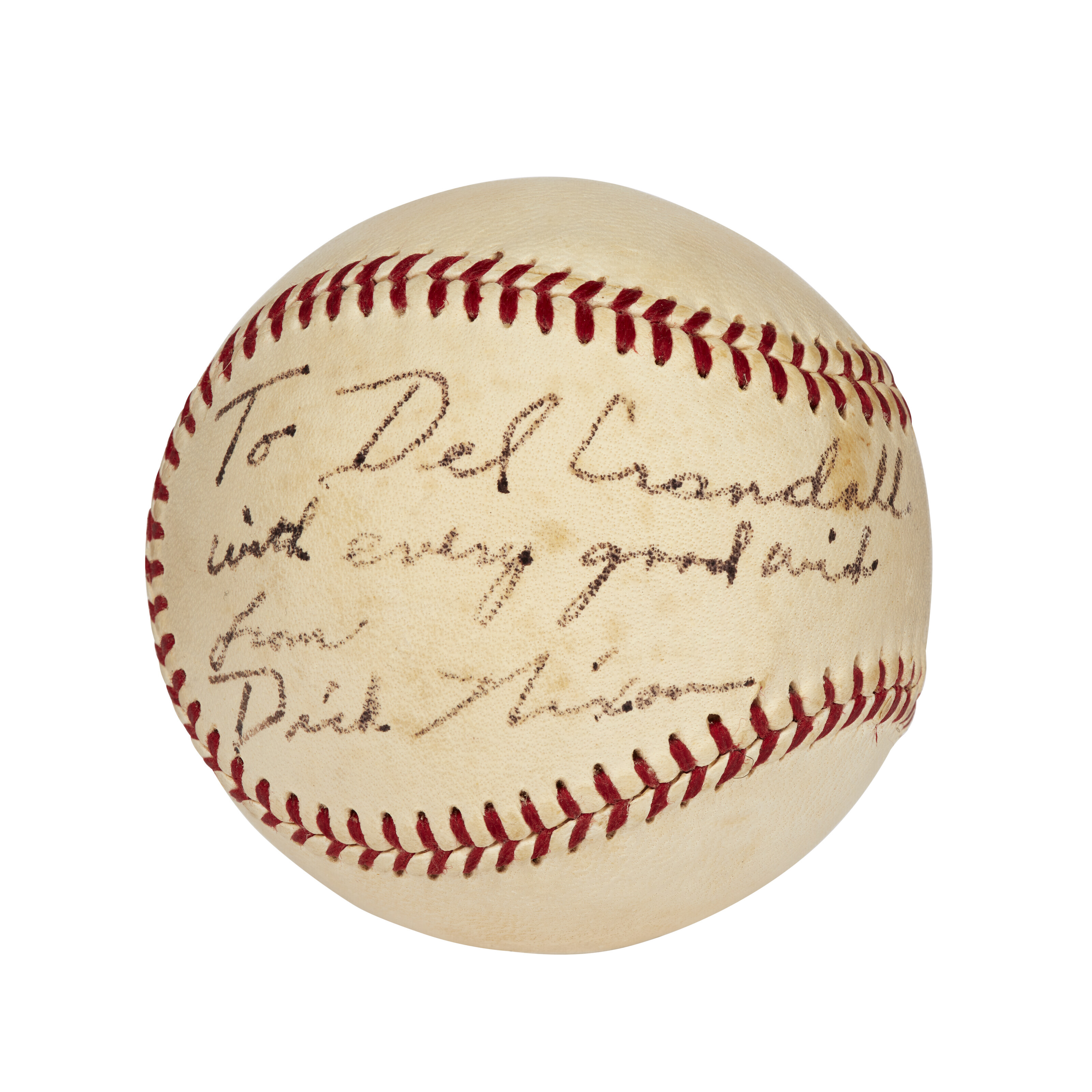 VICE PRESIDENT RICHARD M. NIXON SINGLE SIGNED BASEBALL (EX-DEL CRANDALL ...