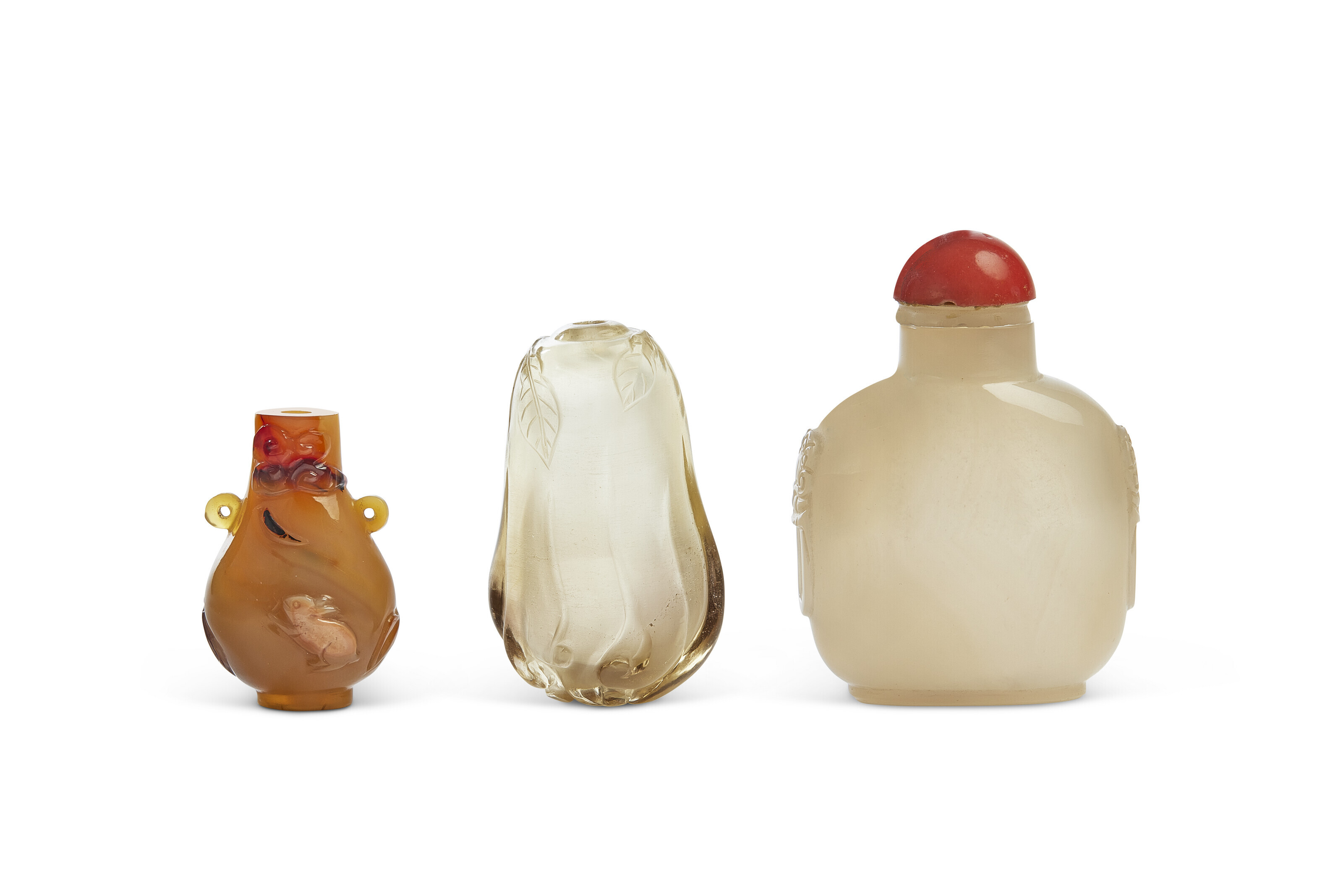 THREE HARDSTONE SNUFF BOTTLES, CHINA, QING DYNASTY, 18TH-19TH CENTURY ...