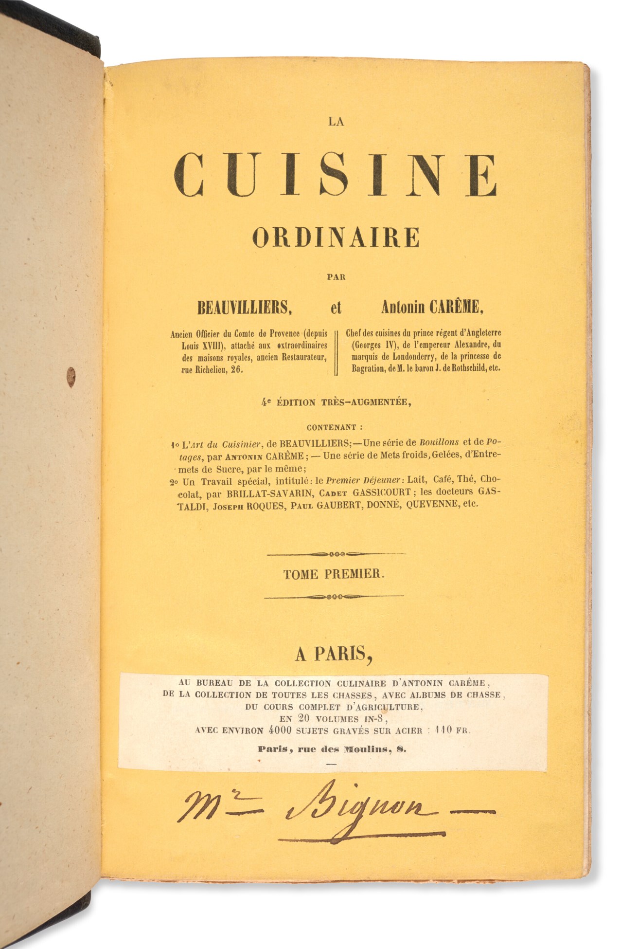 BEAUVILLIERS, Antoine (1754-1817) et Antonin CARÊME (1783-1833)., La ...