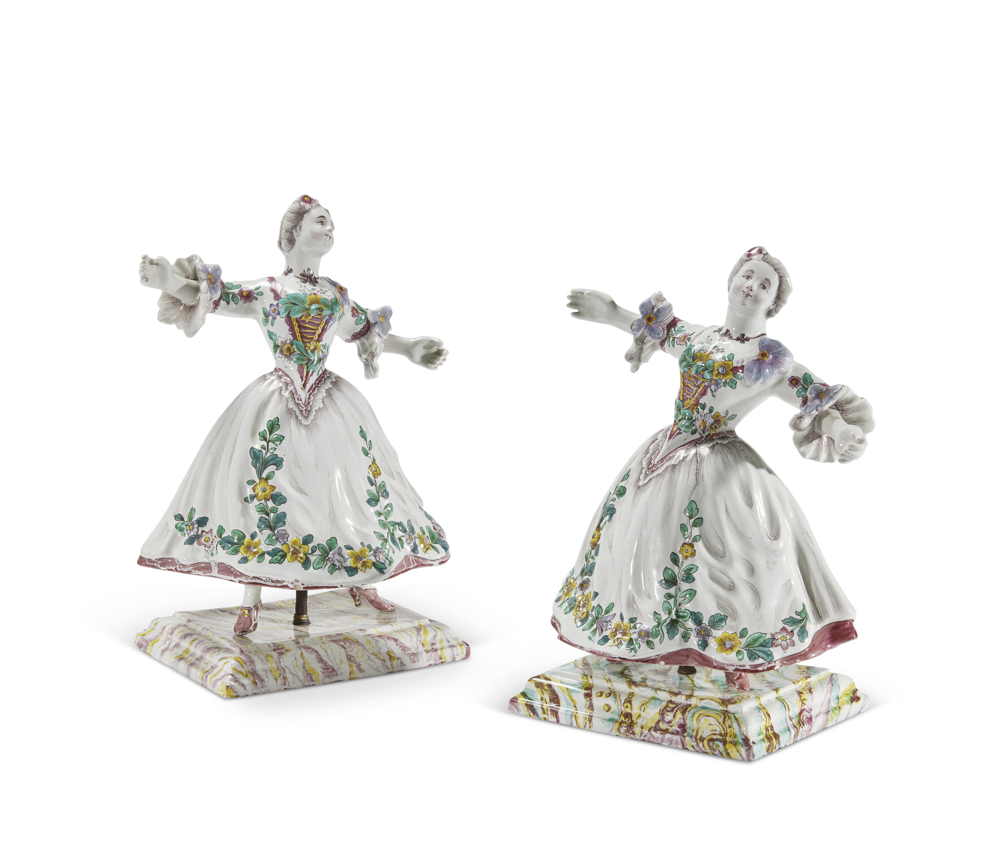 DEUX GRANDES FIGURES EN FAIENCE DE LUNEVILLE, MANUFACTURE DE CHAMBRETTE ...