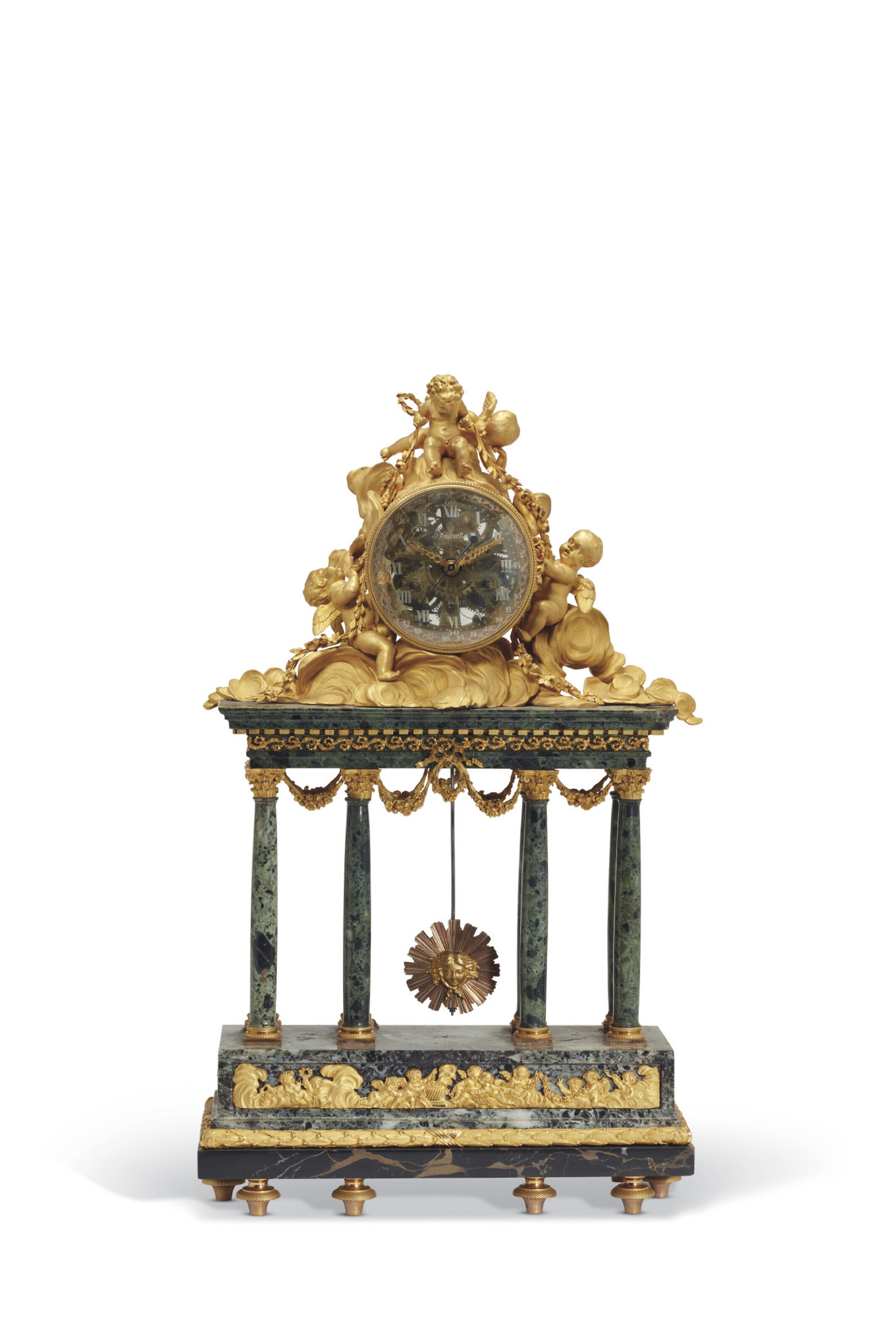 PENDULE PORTIQUE DE LA FIN DE L'EPOQUE LOUIS XVI, LE TEMPLE, ITALIE ...