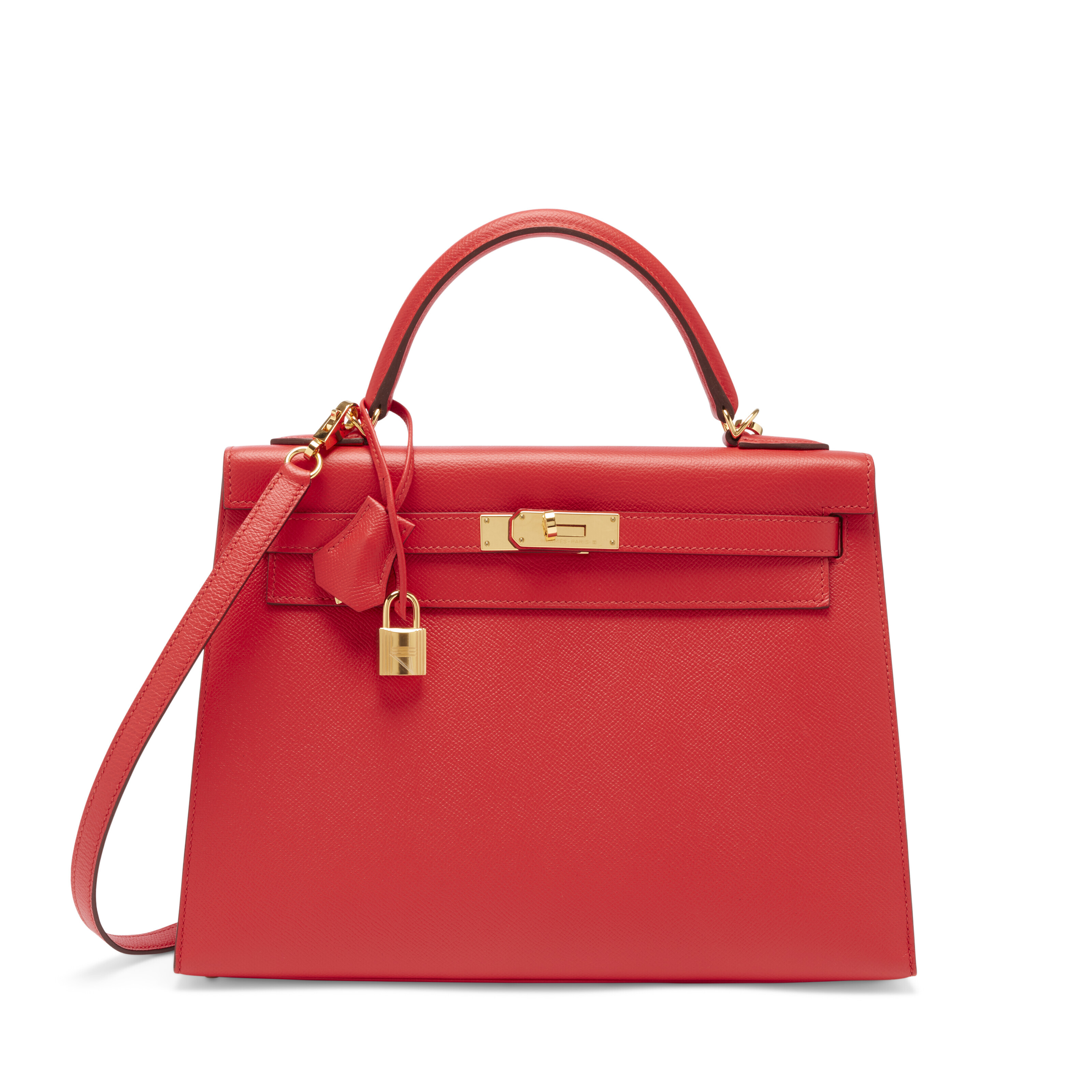 A CUSTOM ROUGE TOMATE & ORANGE POPPY EPSOM LEATHER SELLIER KELLY 32 ...