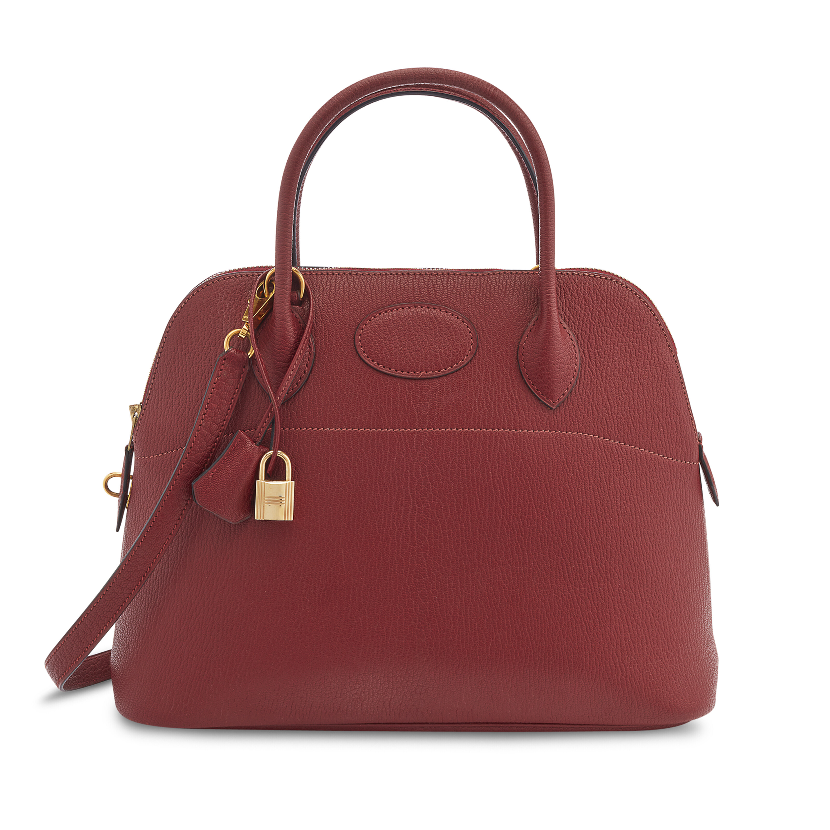 A ROUGE H CHÈVRE LEATHER BOLIDE 35 WITH GOLD HARDWARE, HERMÈS, 2004 ...