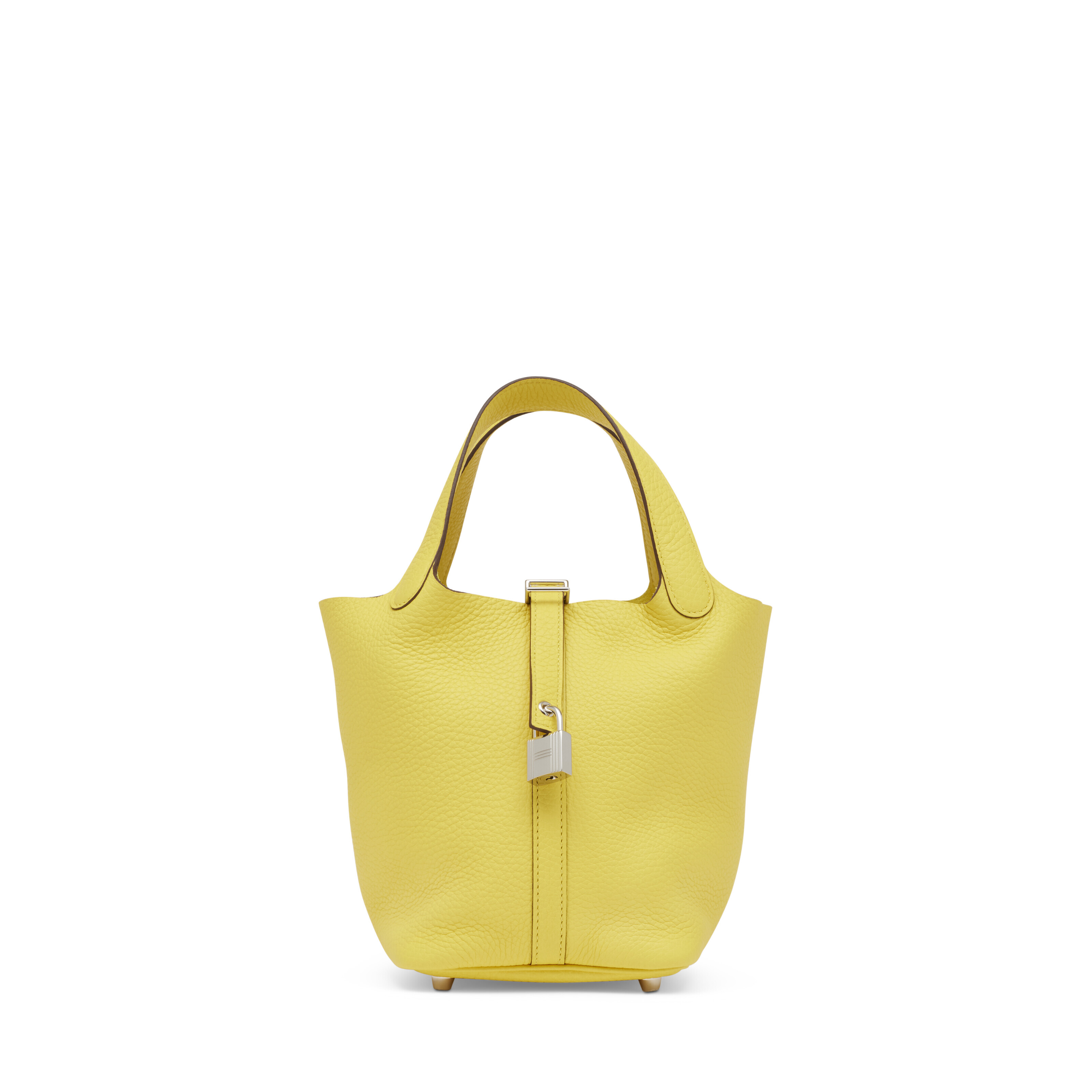 A JAUNE DE NAPLES CLÉMENCE LEATHER PICOTIN LOCK PM WITH PALLADIUM ...