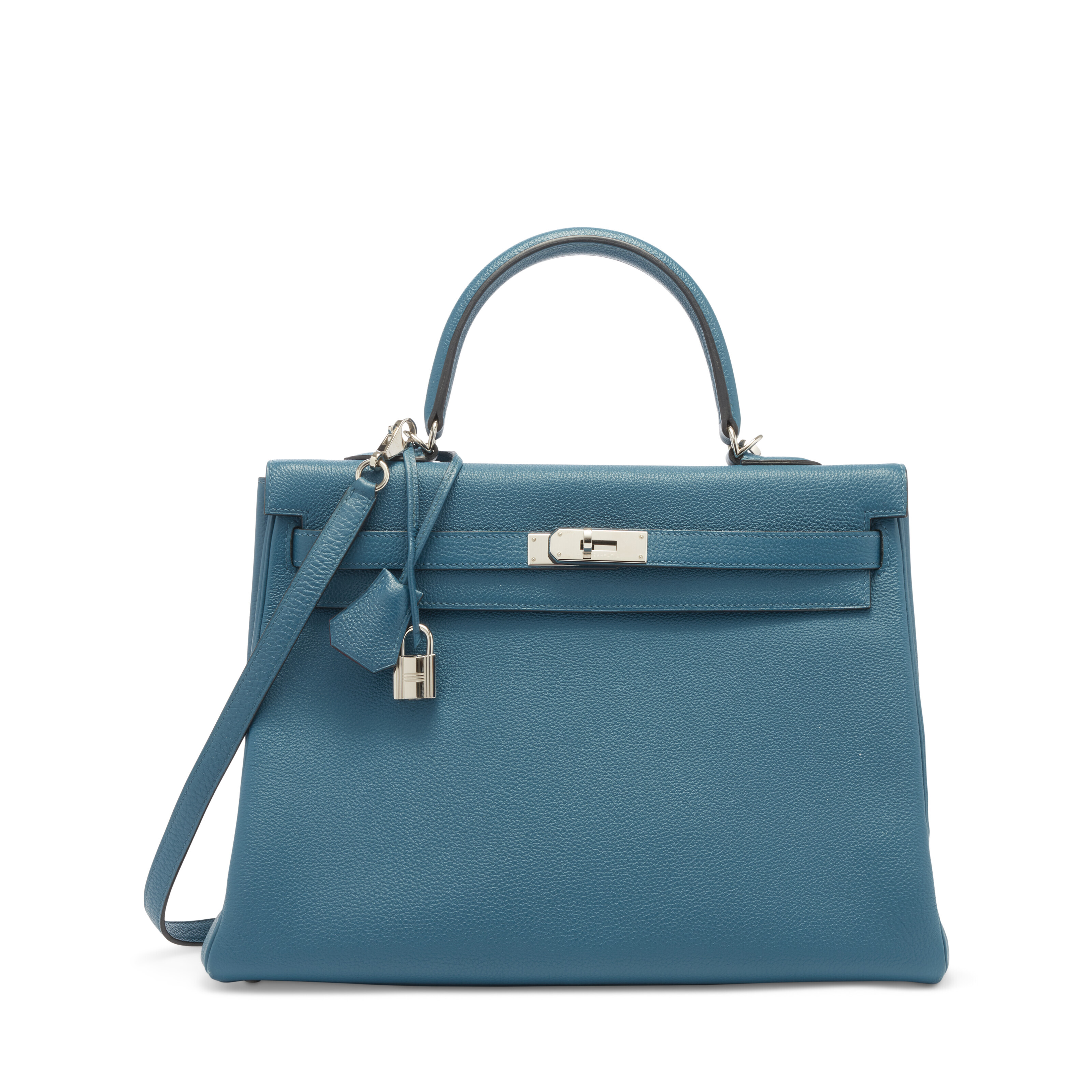 A CUSTOM BLEU DE GALICE & TOSCA TOGO LEATHER RETOURNÉ KELLY 35 WITH ...
