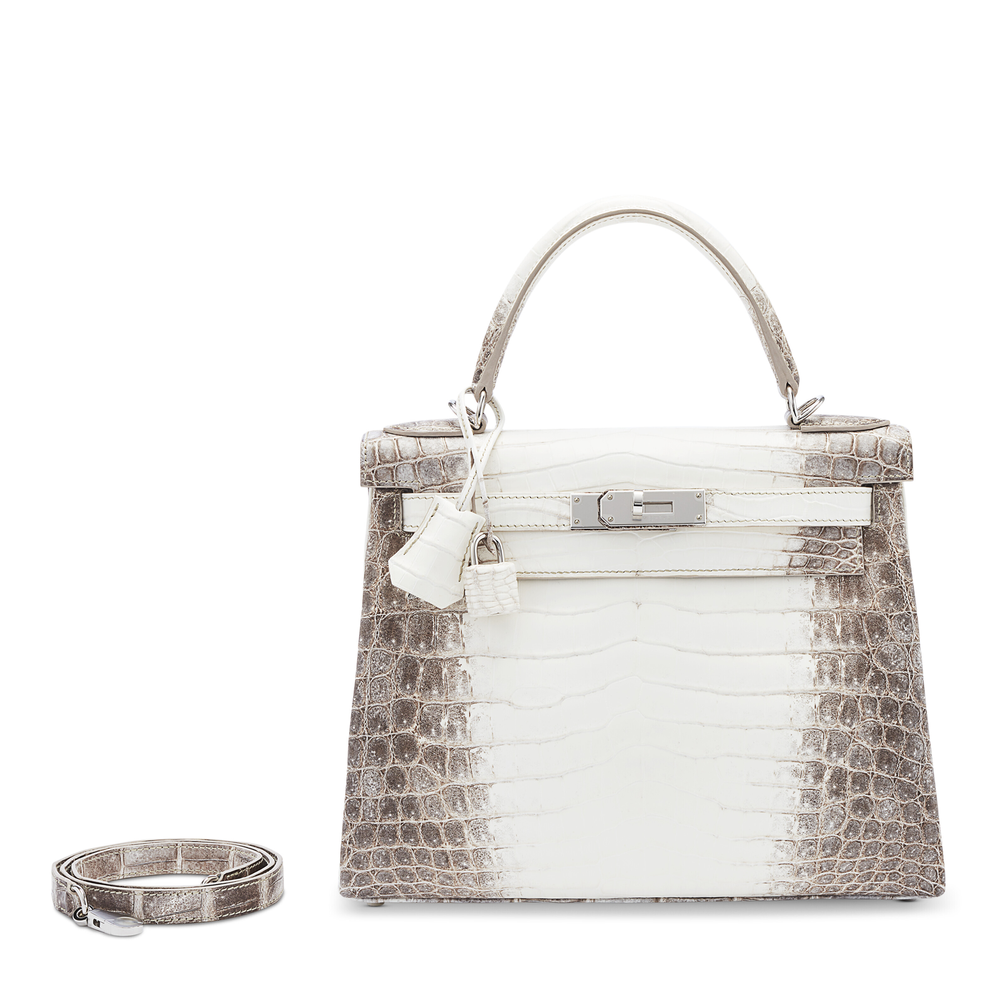 A RARE, MATTE WHITE HIMALAYA NILOTICUS CROCODILE RETOURNÉ KELLY 28 WITH ...