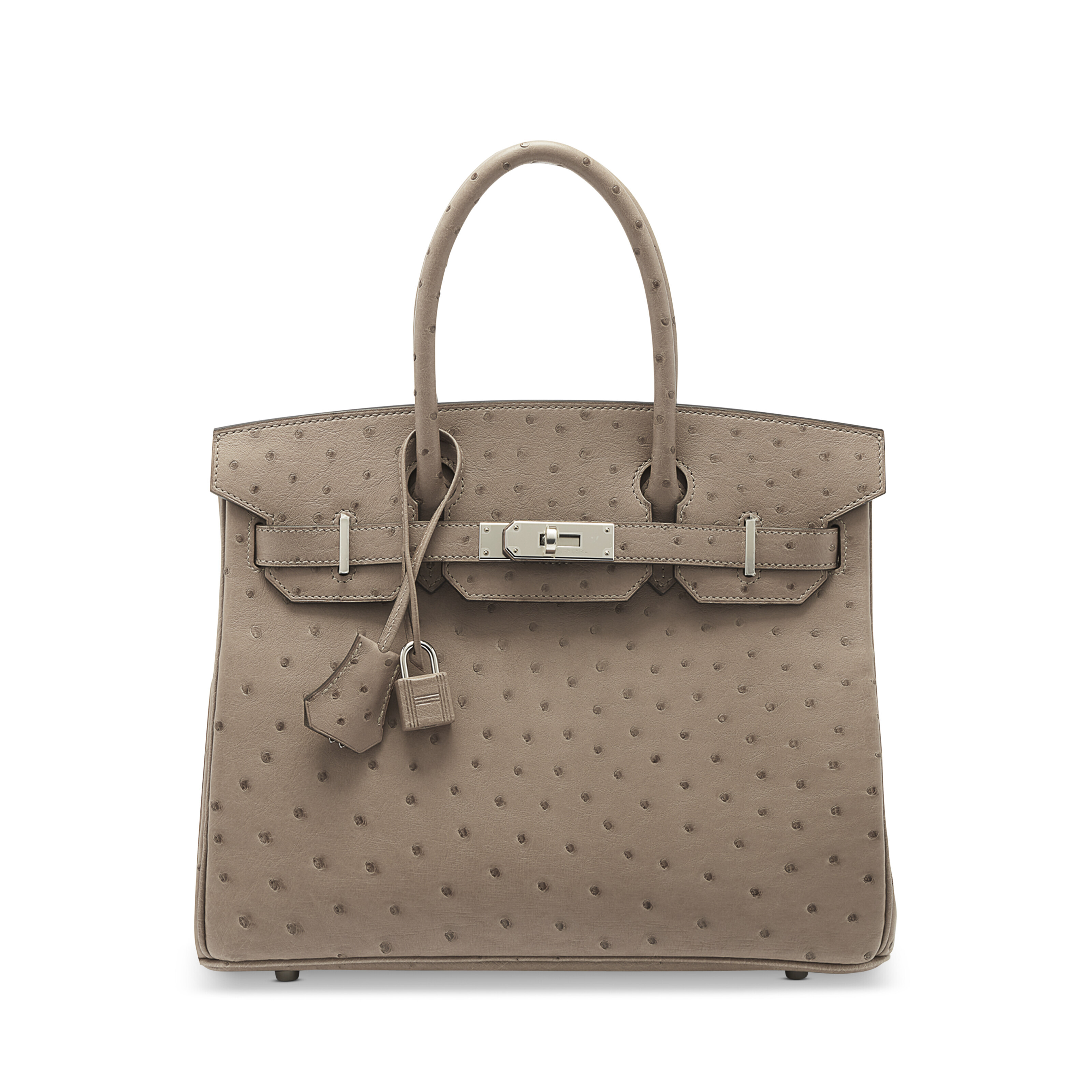 A GRIS ASPHALTE OSTRICH BIRKIN 30 WITH PALLADIUM HARDWARE, HERMÈS, 2022 ...