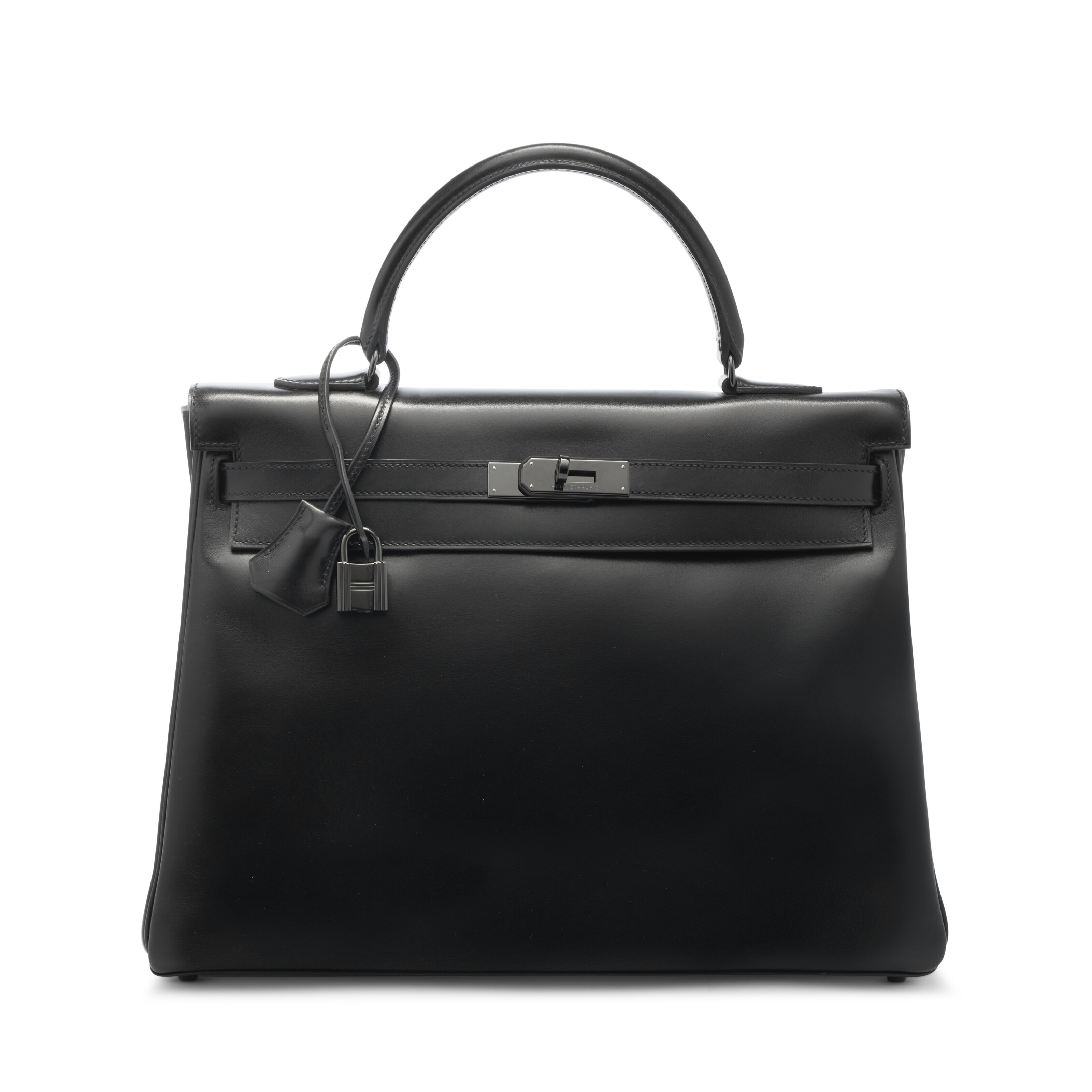 A LIMITED EDITION BLACK CALFBOX LEATHER RETOURNÉ SO BLACK KELLY 35 WITH ...