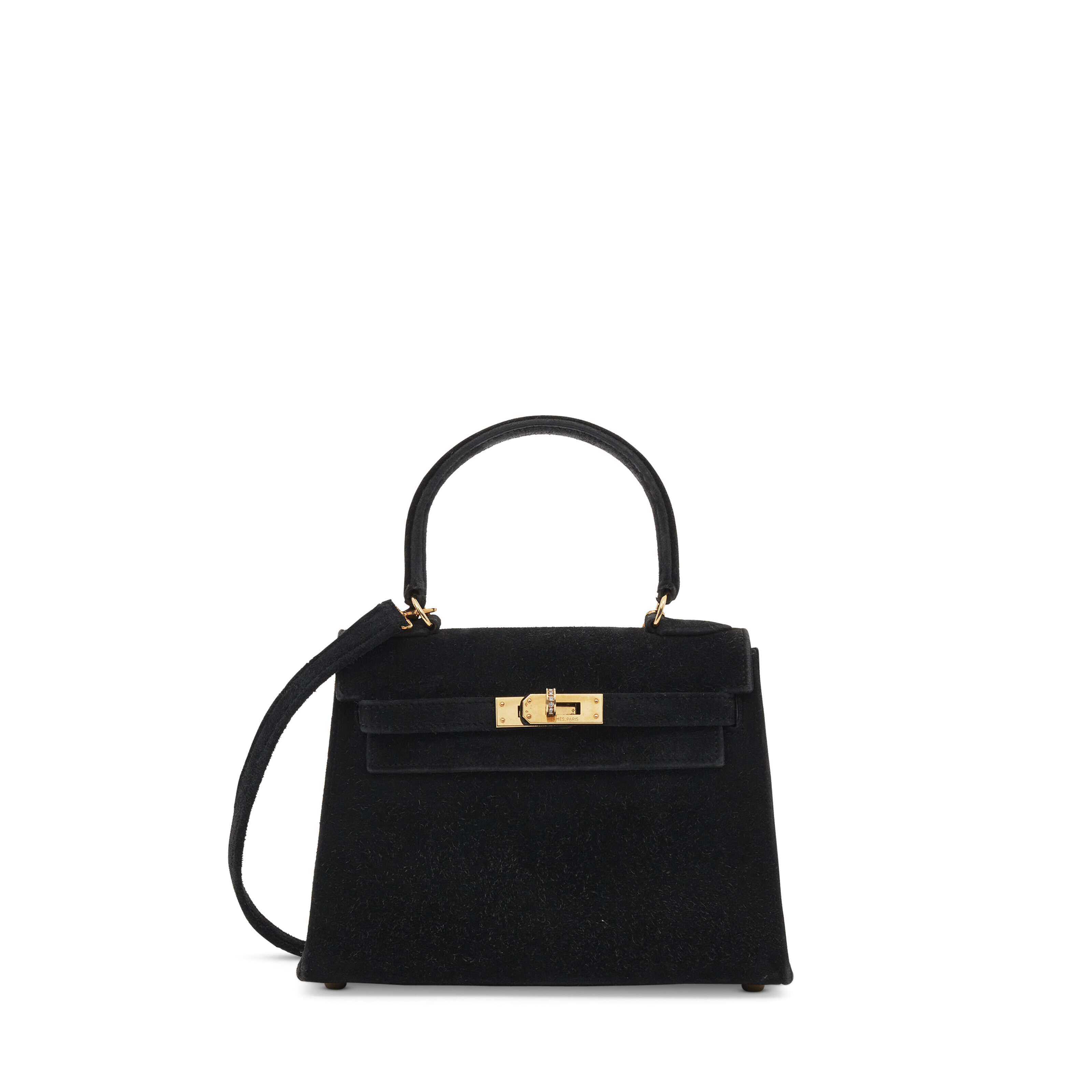 A RARE, BLACK VEAU DOBLIS MINI KELLY 20 WITH 18K GOLD & DIAMOND ...