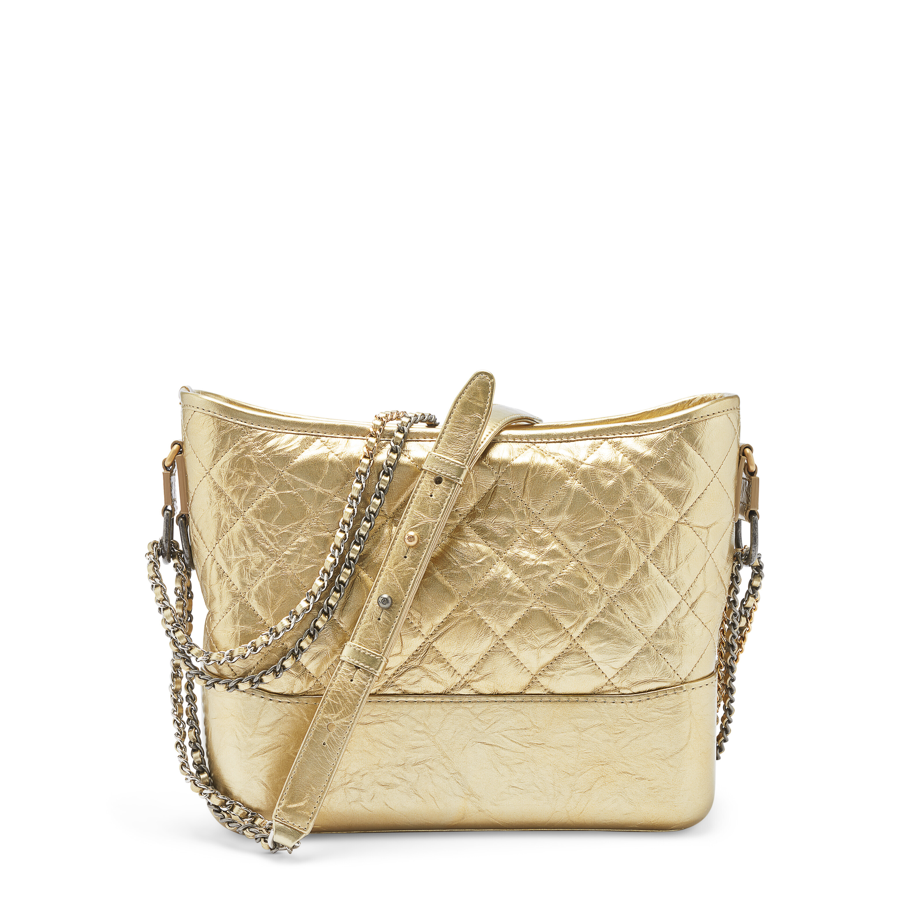 A METALLIC GOLD AGED CALFSKIN LEATHER GABRIELLE HOBO WITH ANTIQUED GOLD ...