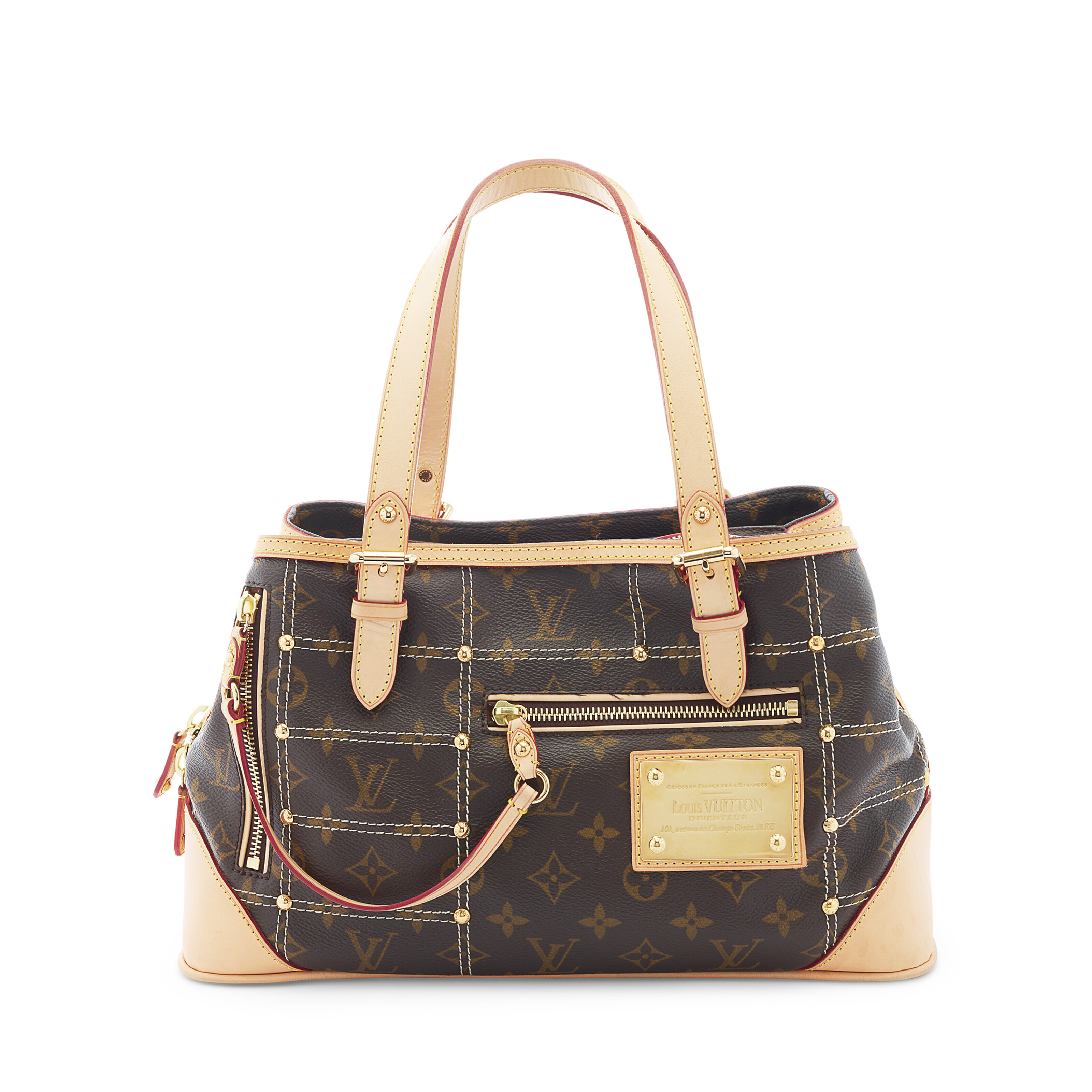 A LIMITED EDITION CLASSIC MONOGRAM TOILE & NATURAL LEATHER RIVETING BAG ...