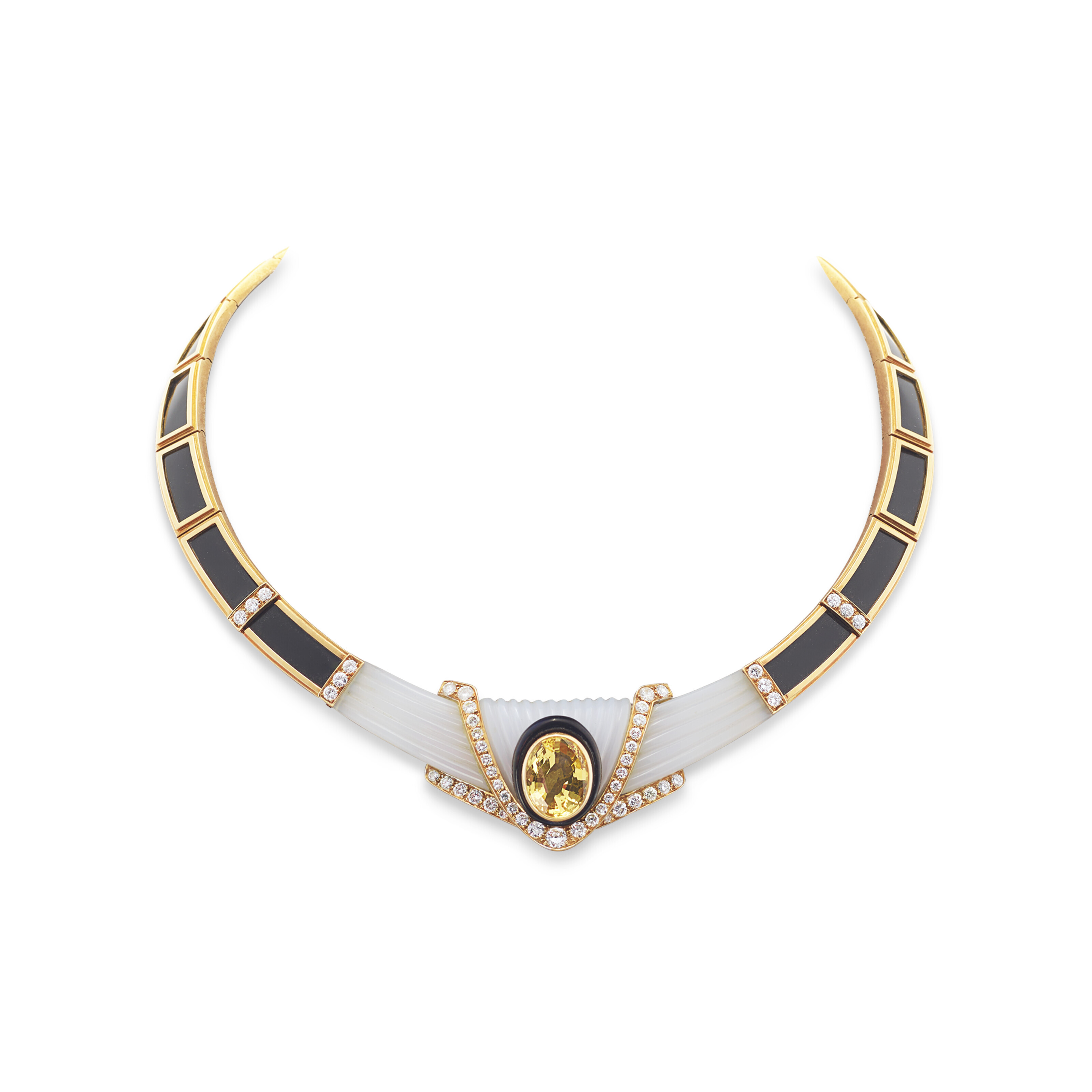 MAUBOUSSIN COLLIER RAS-DE-COU SAPHIR DE COULEUR, CALCÉDOINE, ONYX ET ...