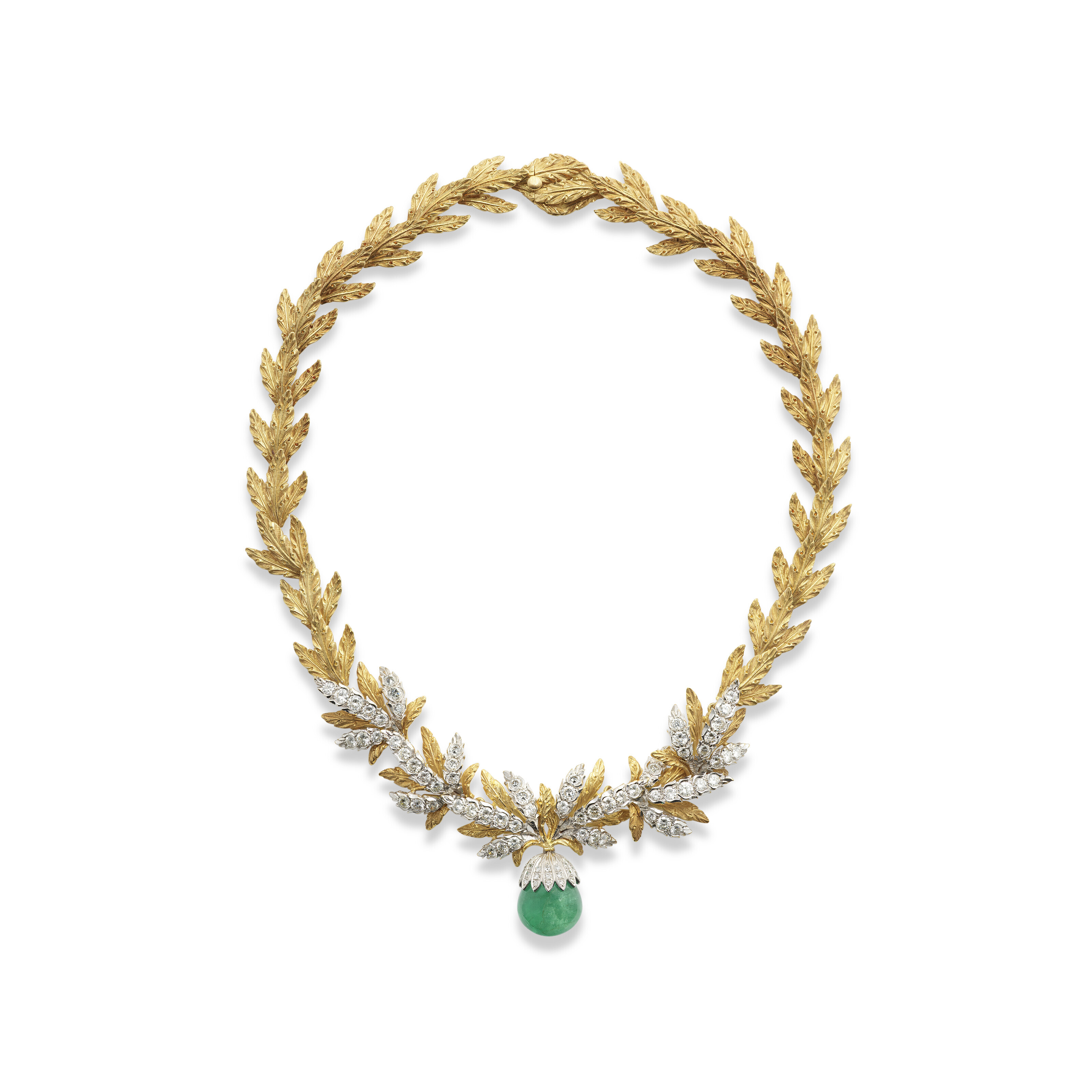 MARIO BUCCELLATI ENSEMBLE COLLIER ET BOUCLES D'OREILLES ÉMERAUDE ET ...