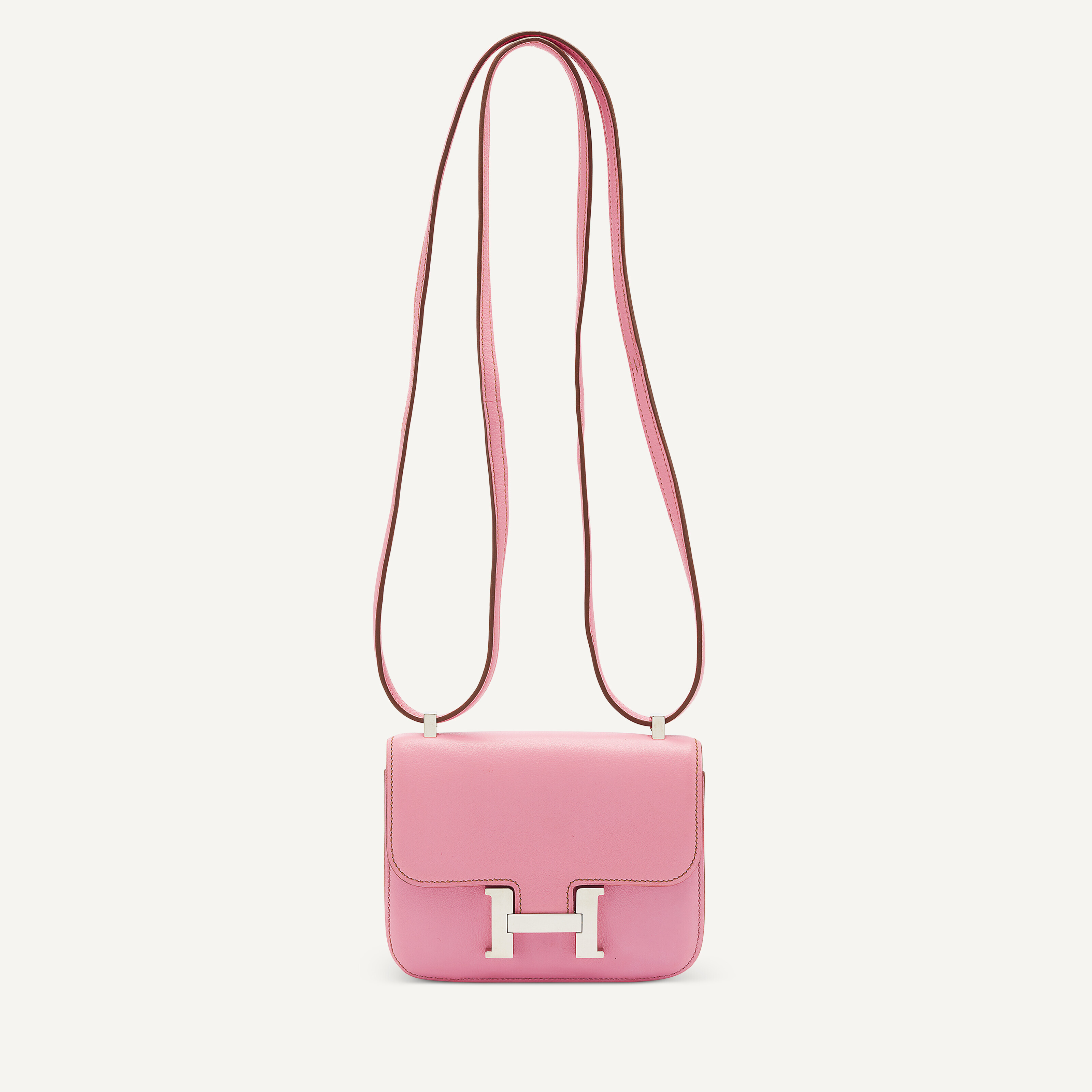 A 5P BUBBLEGUM PINK SWIFT LEATHER MICRO MINI CONSTANCE WITH PALLADIUM ...