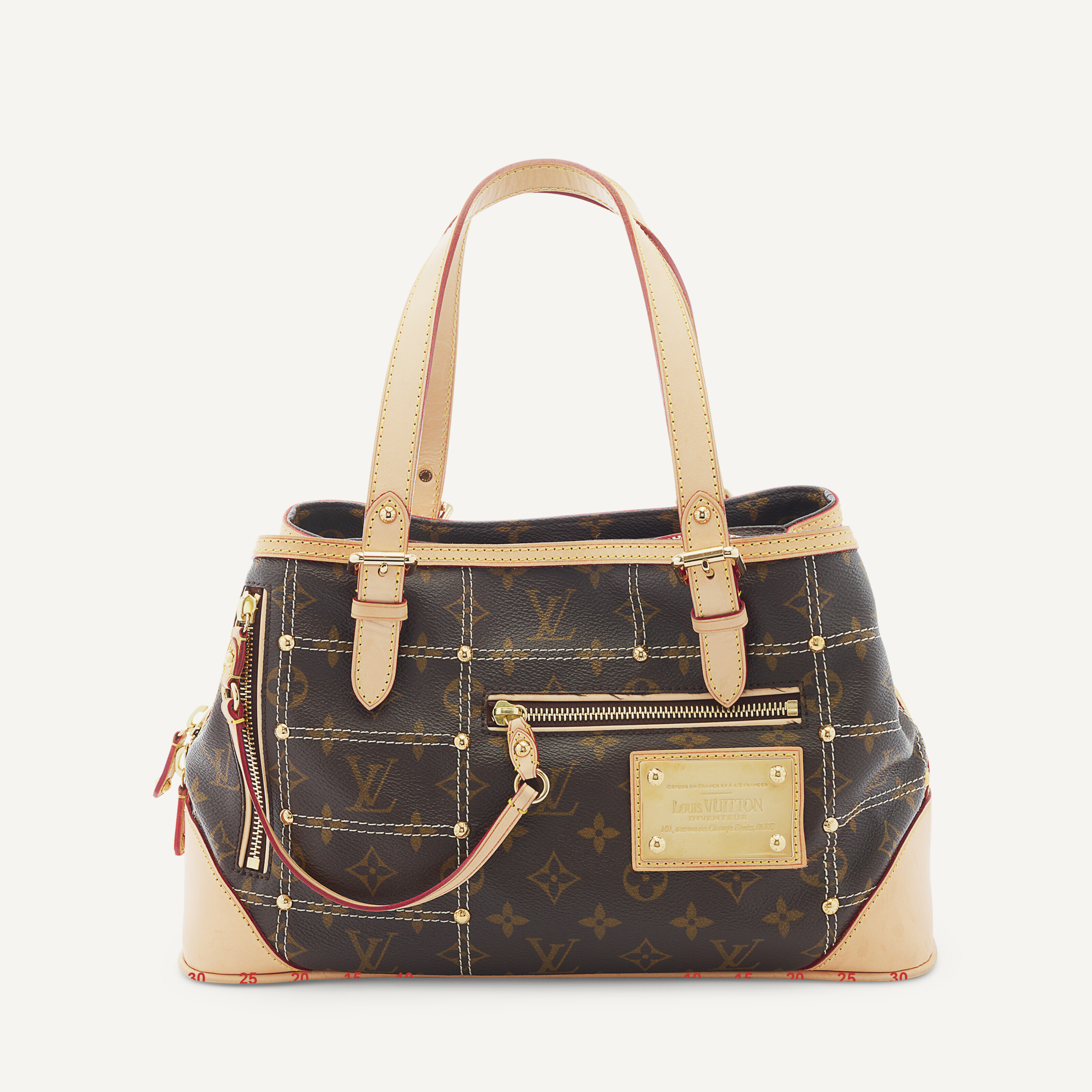 A LIMITED EDITION MONOGRAM TOILE & NATURAL LEATHER RIVETING BAG WITH ...