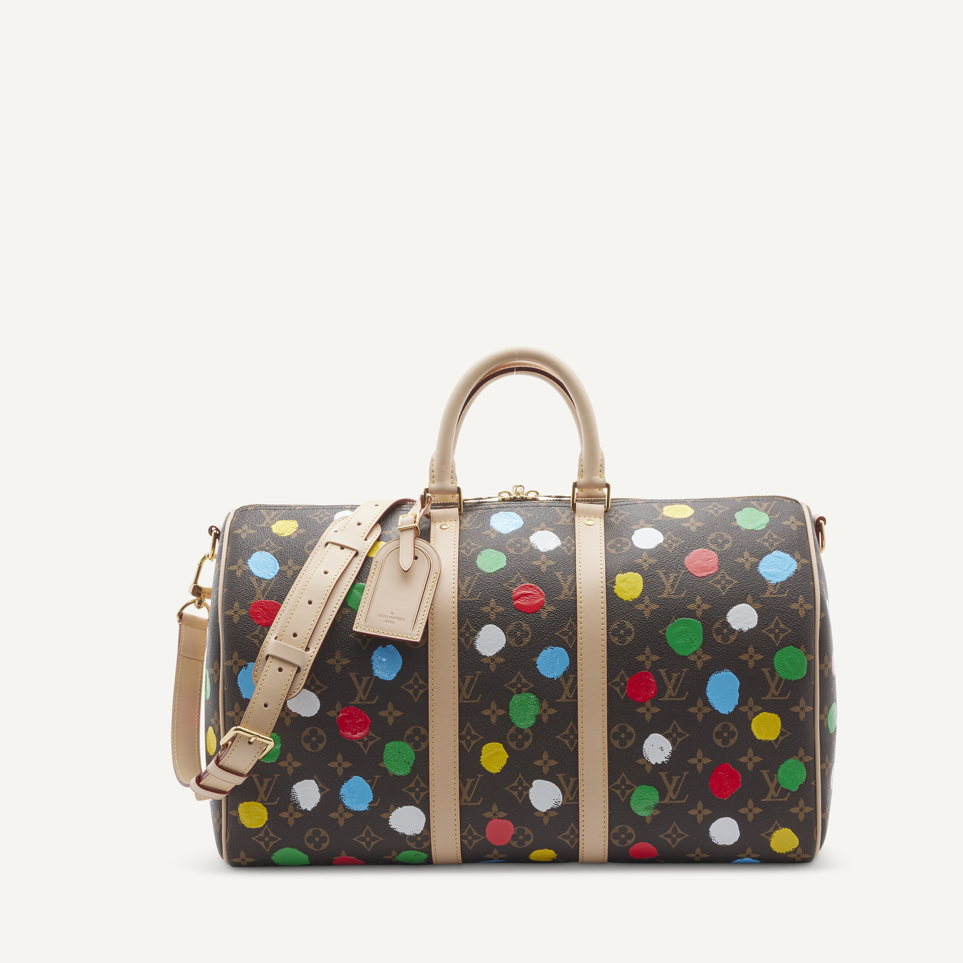 A LIMITED EDITION COLORFUL DOTS MONOGRAM CANVAS & LEATHER KEEPALL ...