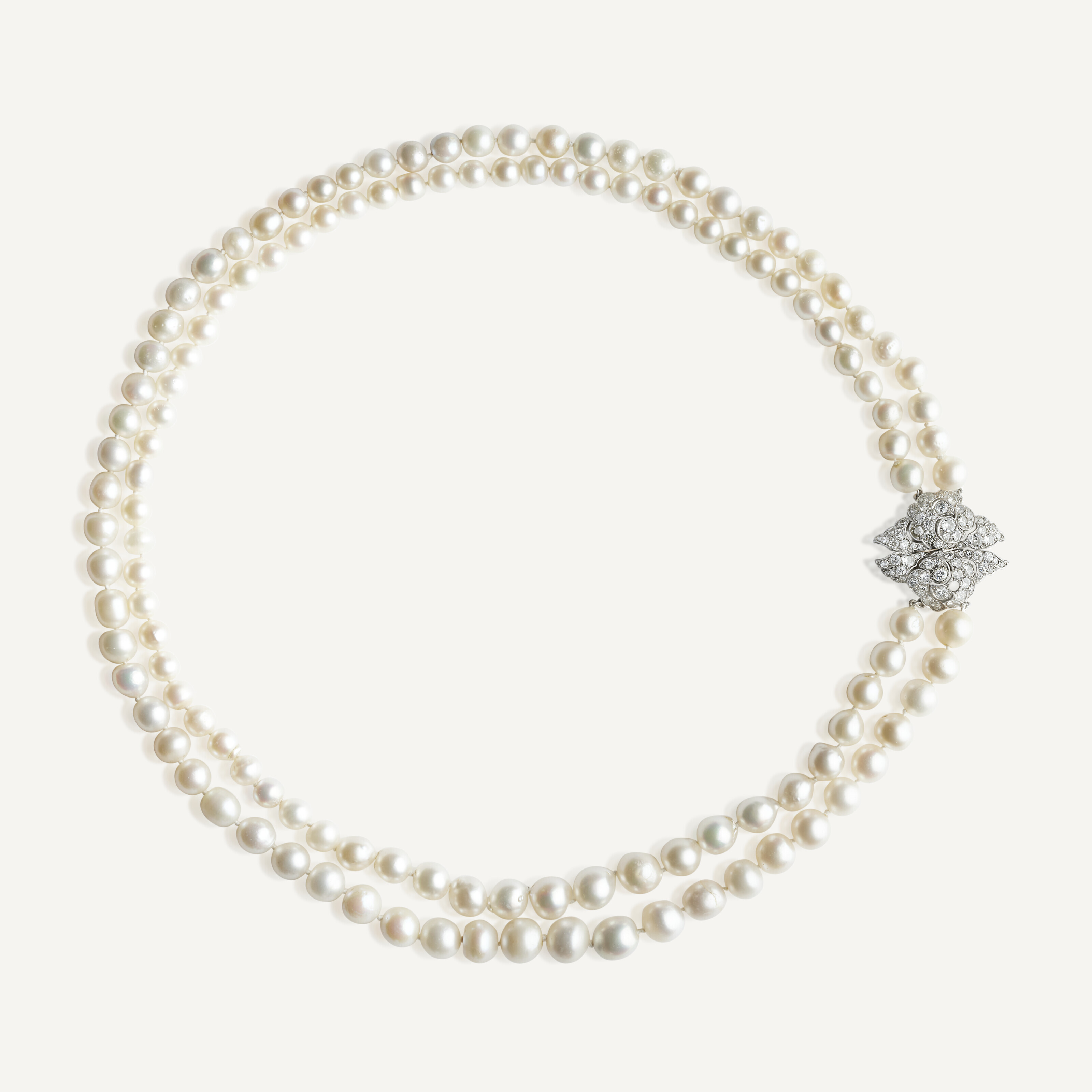 COLLIER DOUBLE-RANG PERLES FINES, PERLES DE CULTURE ET DIAMANTS ...