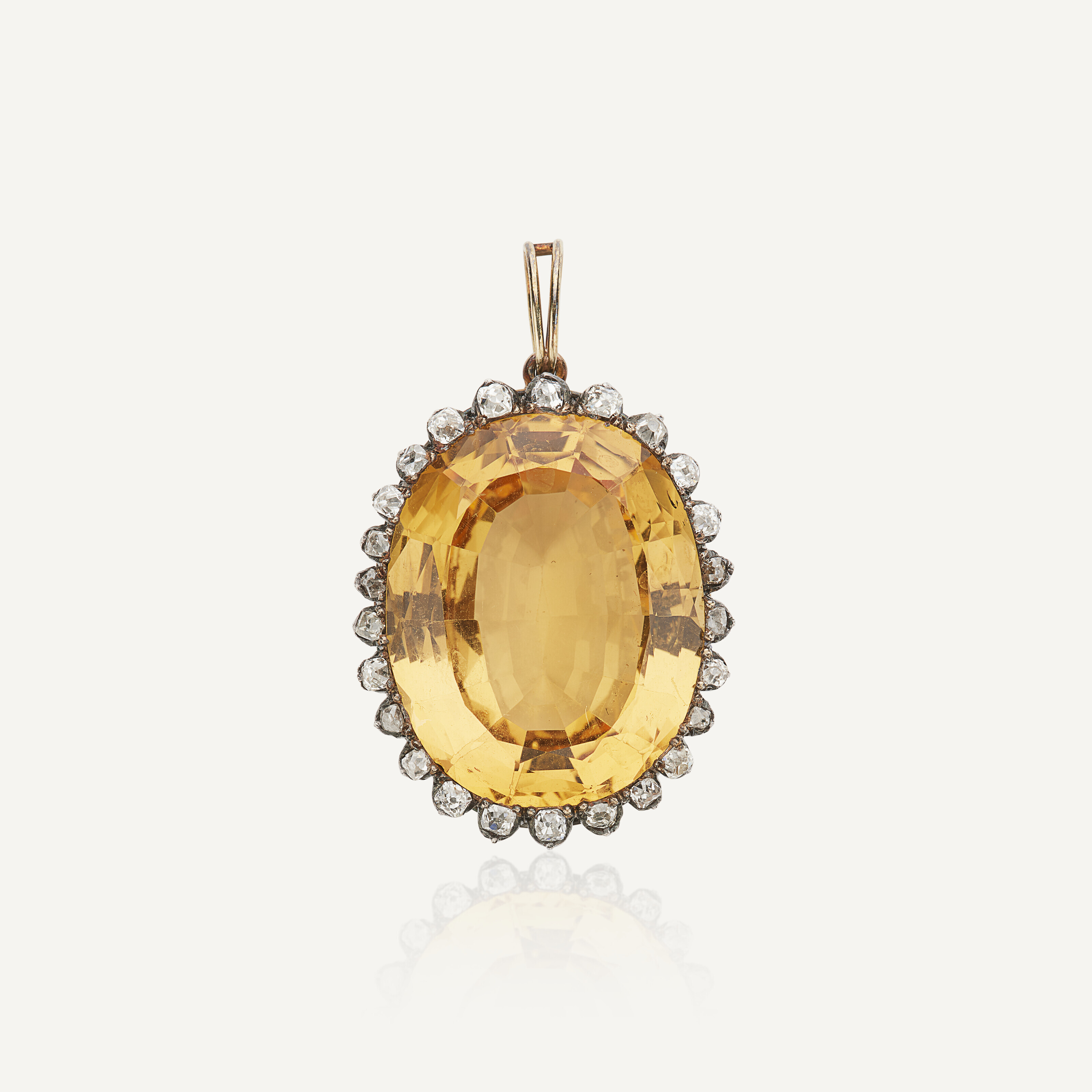 NO RESERVE - PENDENTIF FIN DU XIXÈME SIÈCLE TOPAZE JAUNE DIAMANTS ...