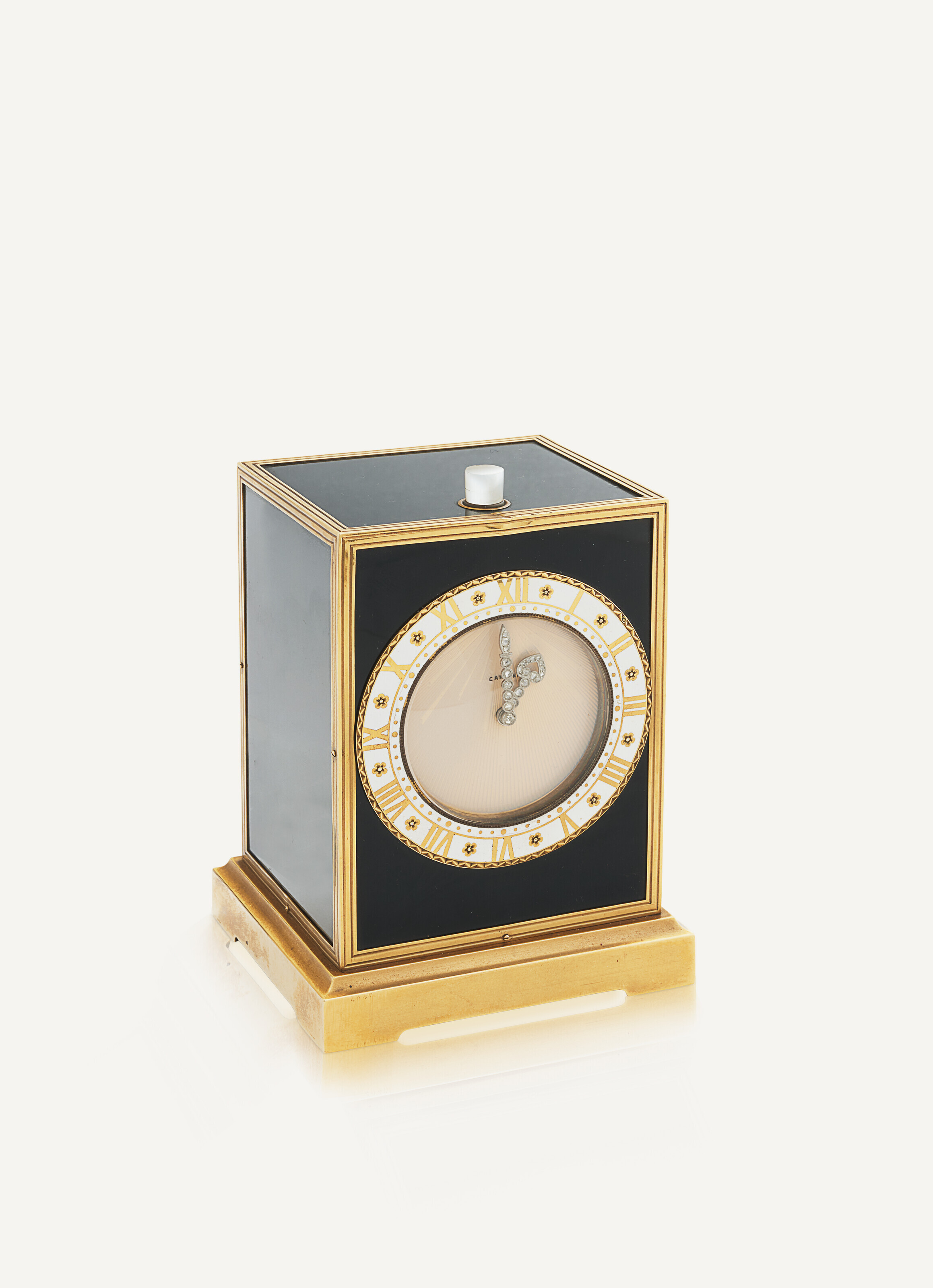 CARTIER PENDULETTE À RÉPÉTITION MINUTE ART DÉCO ÉMAIL ET DIAMANTS ...