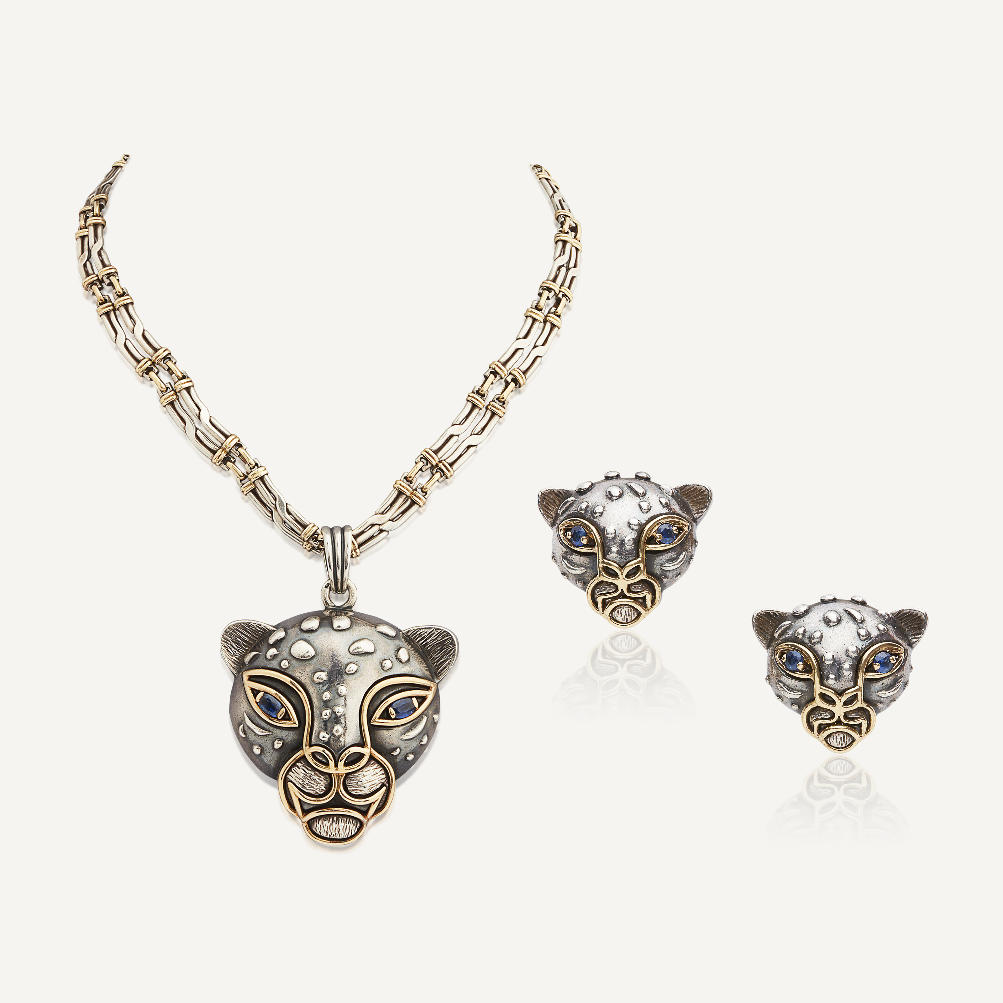 RENÉ BOIVIN ENSEMBLE 'TÊTE DE PANTHÈRE' COMPRENANT UN SAUTOIR ET UNE ...