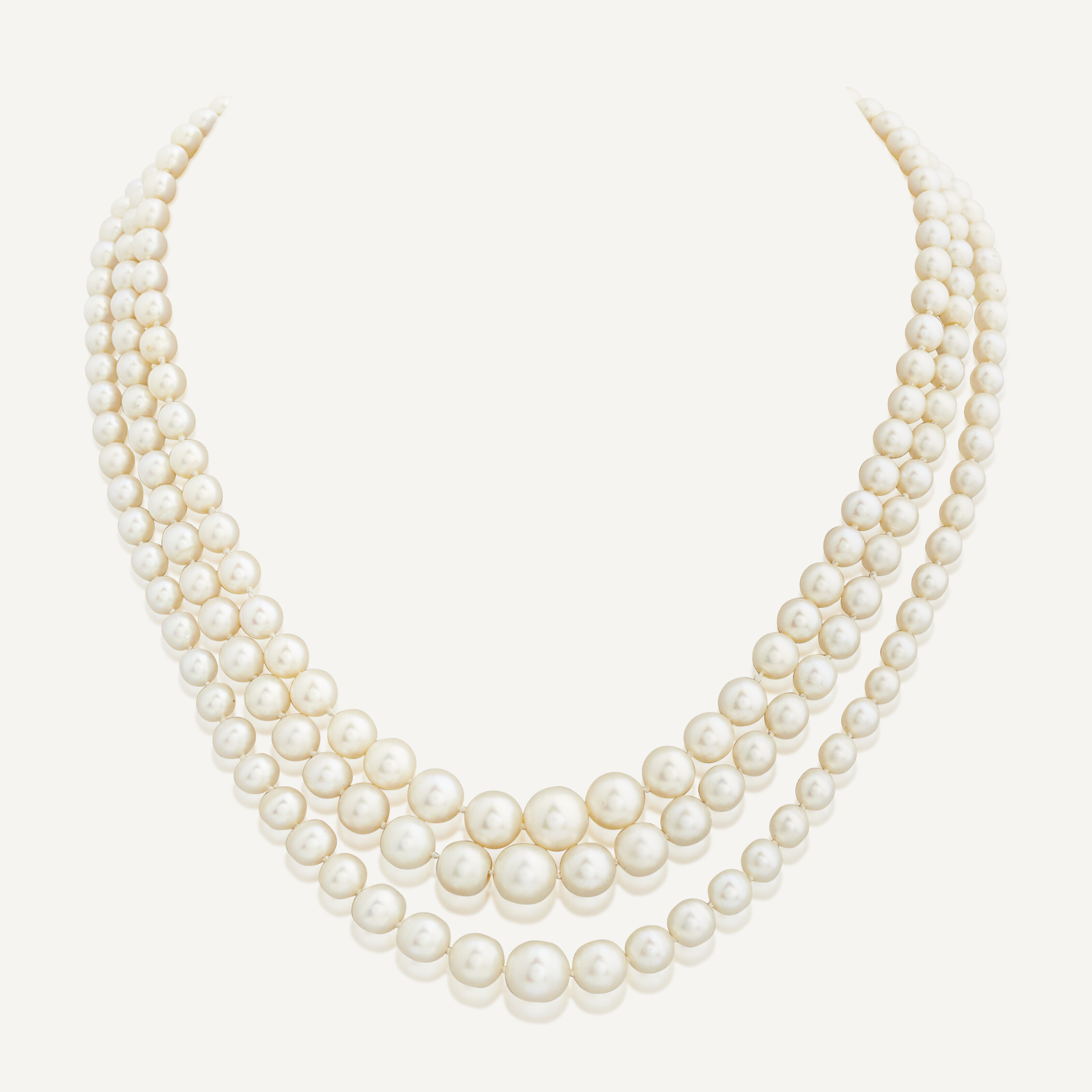 COLLIER TROIS RANGS PERLES FINES, PERLES DE CULTURE ET DIAMANTS ...