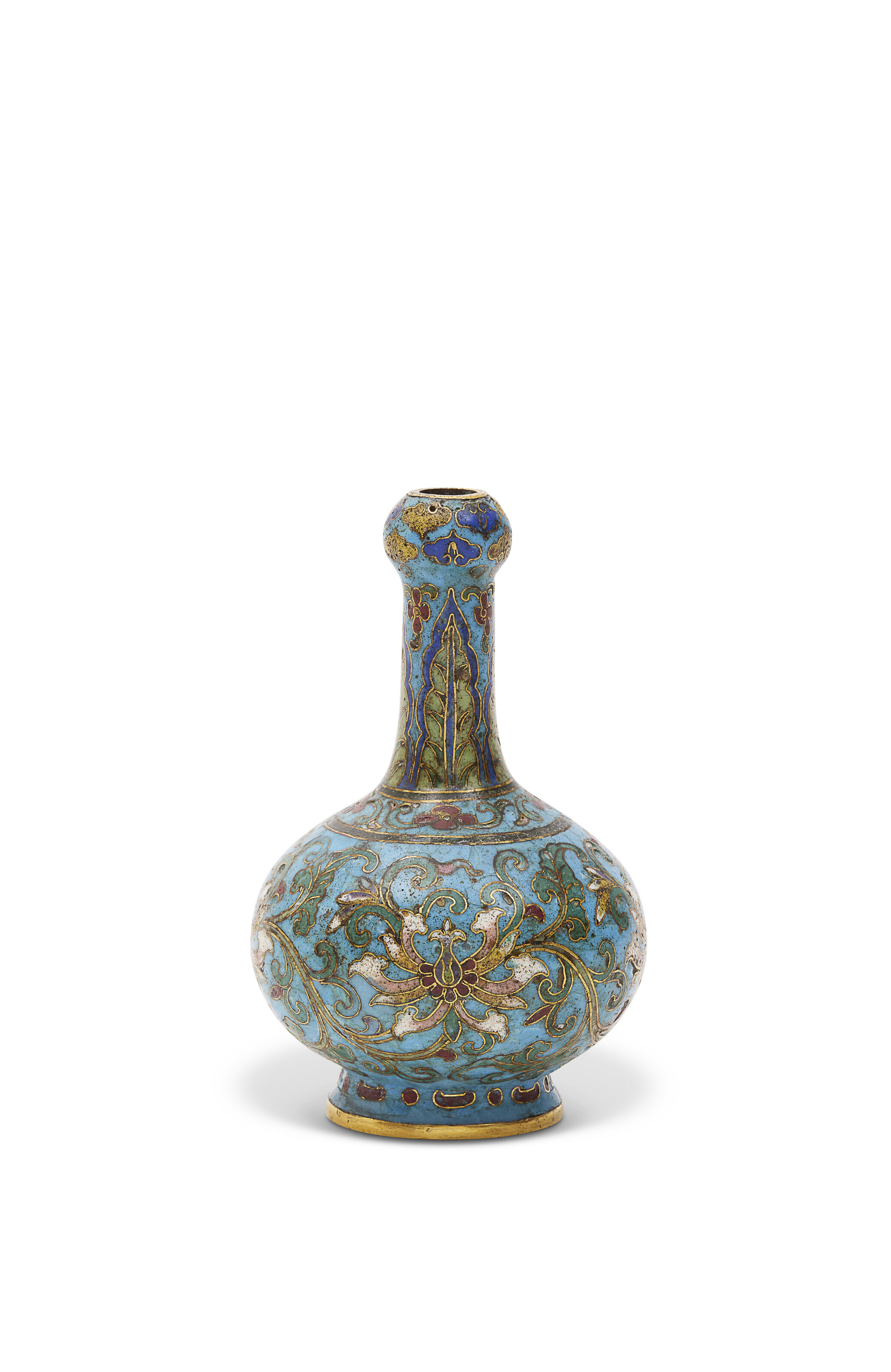 A SMALL CLOISONNÉ ENAMEL 'LOTUS SCROLL' VASE, CHINA, QING DYNASTY, 18TH ...