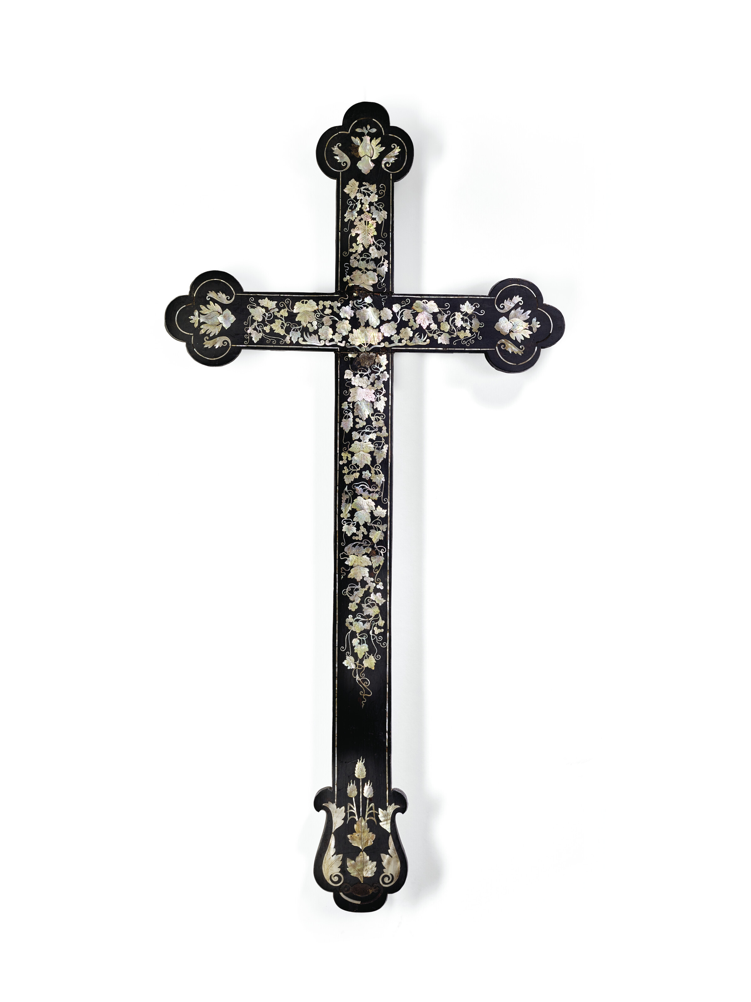 A MOTHER-OF-PEARL INLAID WOOD APOSTLE CROSS, CHINA, MACAU, 18TH-19TH ...