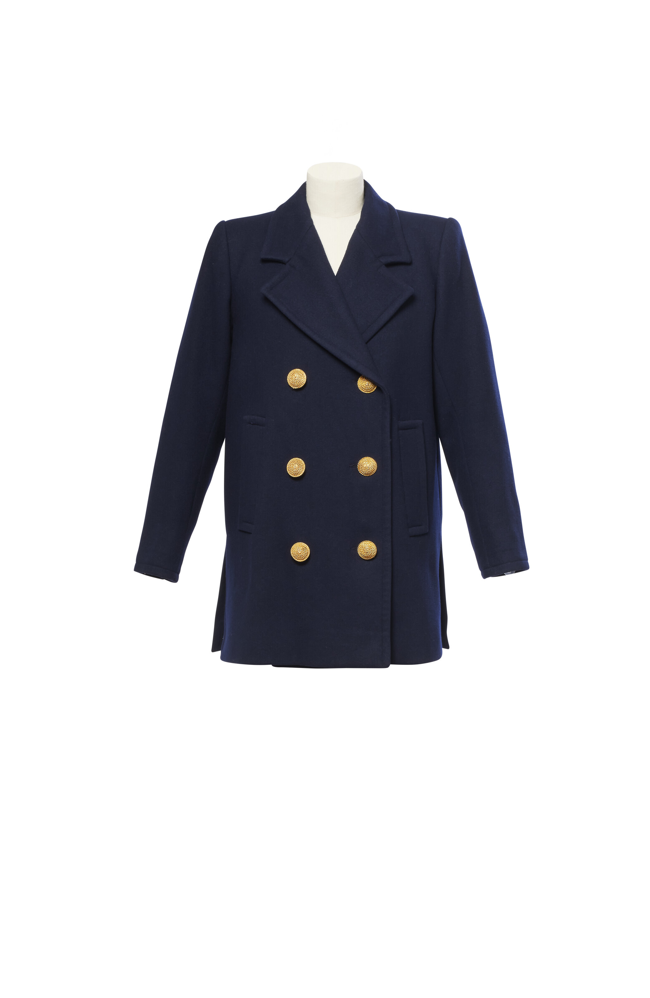 SAINT LAURENT RIVE GAUCHE PRINTEMPS ÉTÉ 1982, CABAN DE LAINAGE MARINE ...