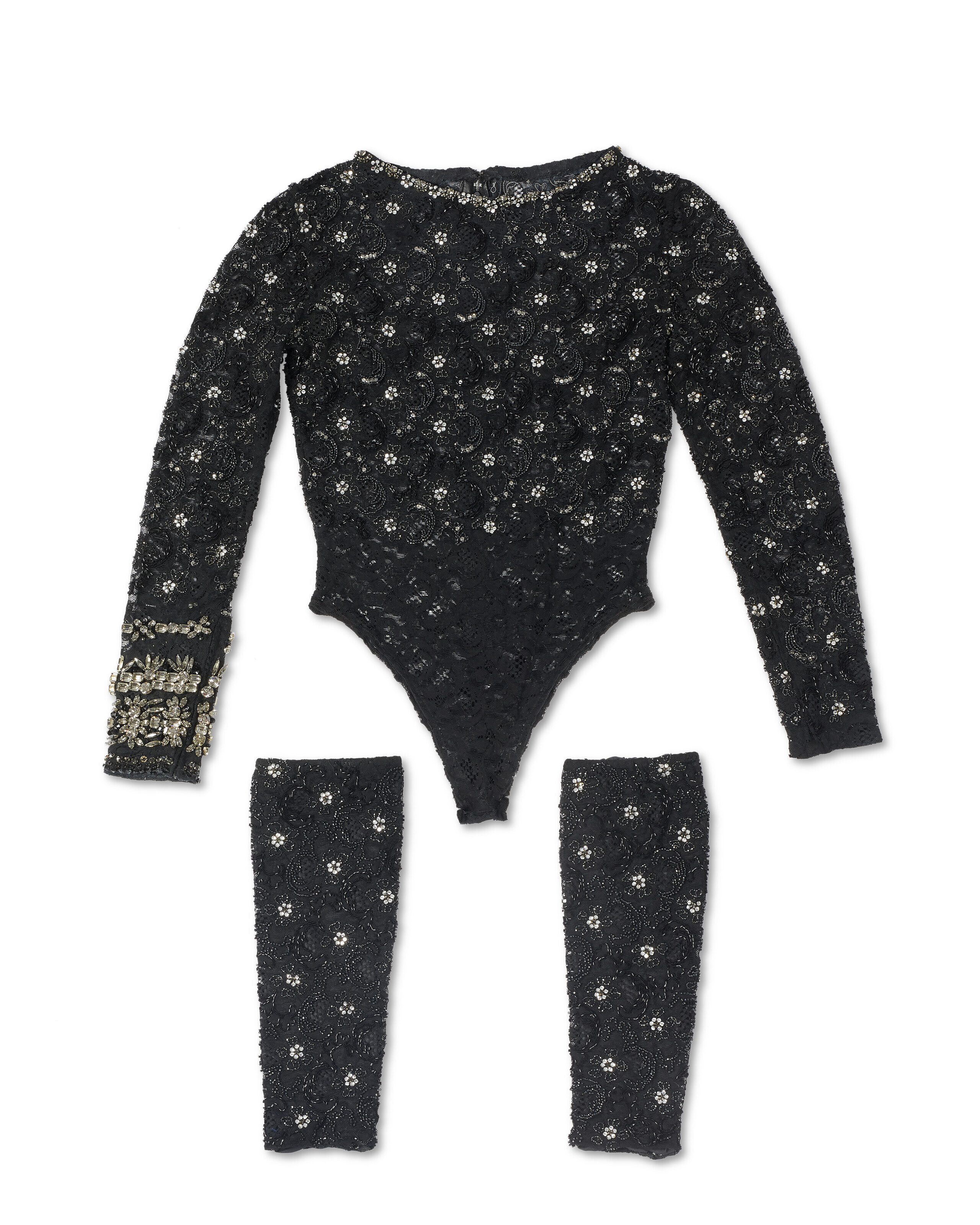 GIANNI VERSACEBODY ET PAIRE DE GUETRES EN DENTELLE NOIRE BRODEE DE ...