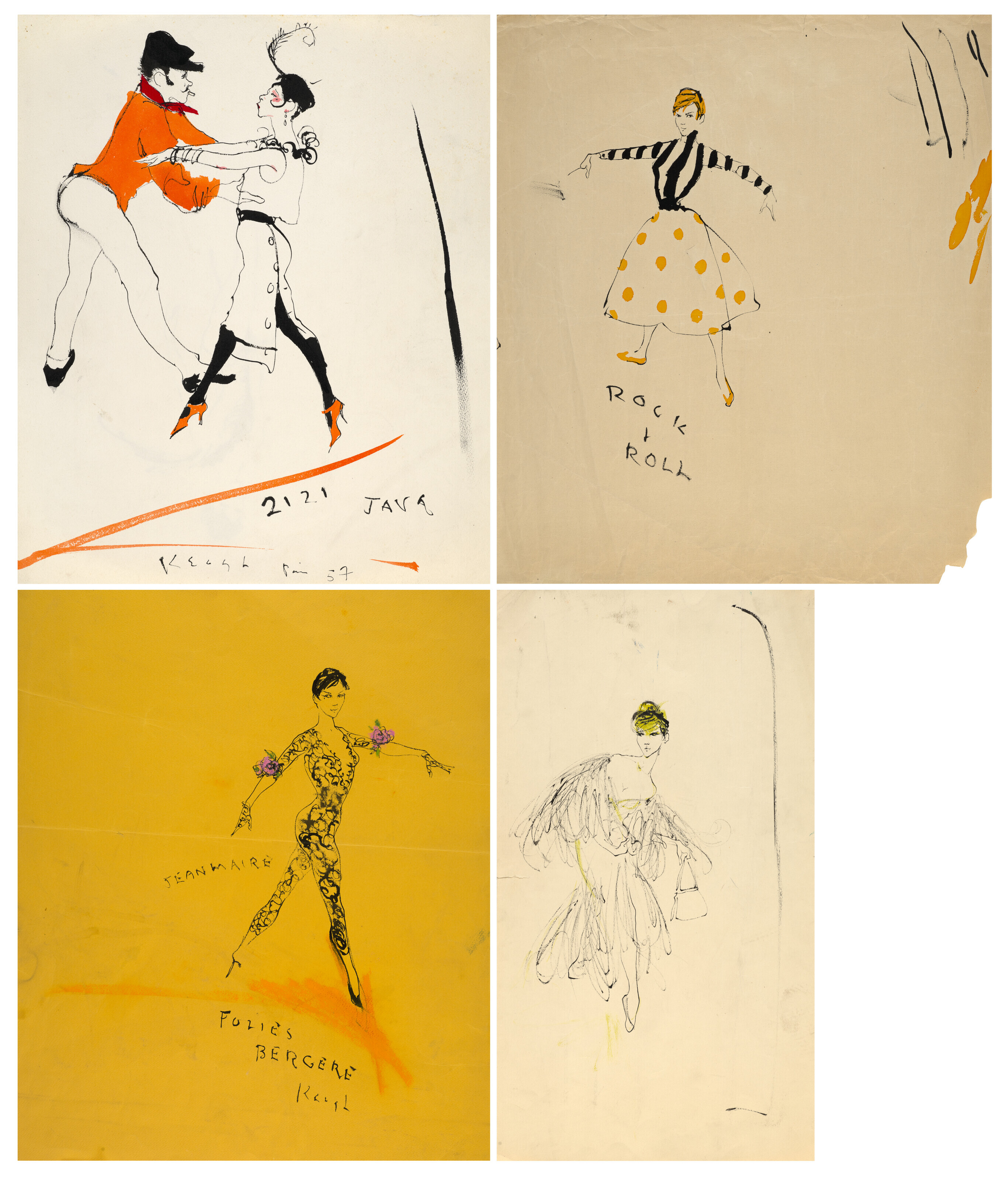 Tom Keogh (1921-1980), Projets de costumes pour "Zizi Jeanmaire ...