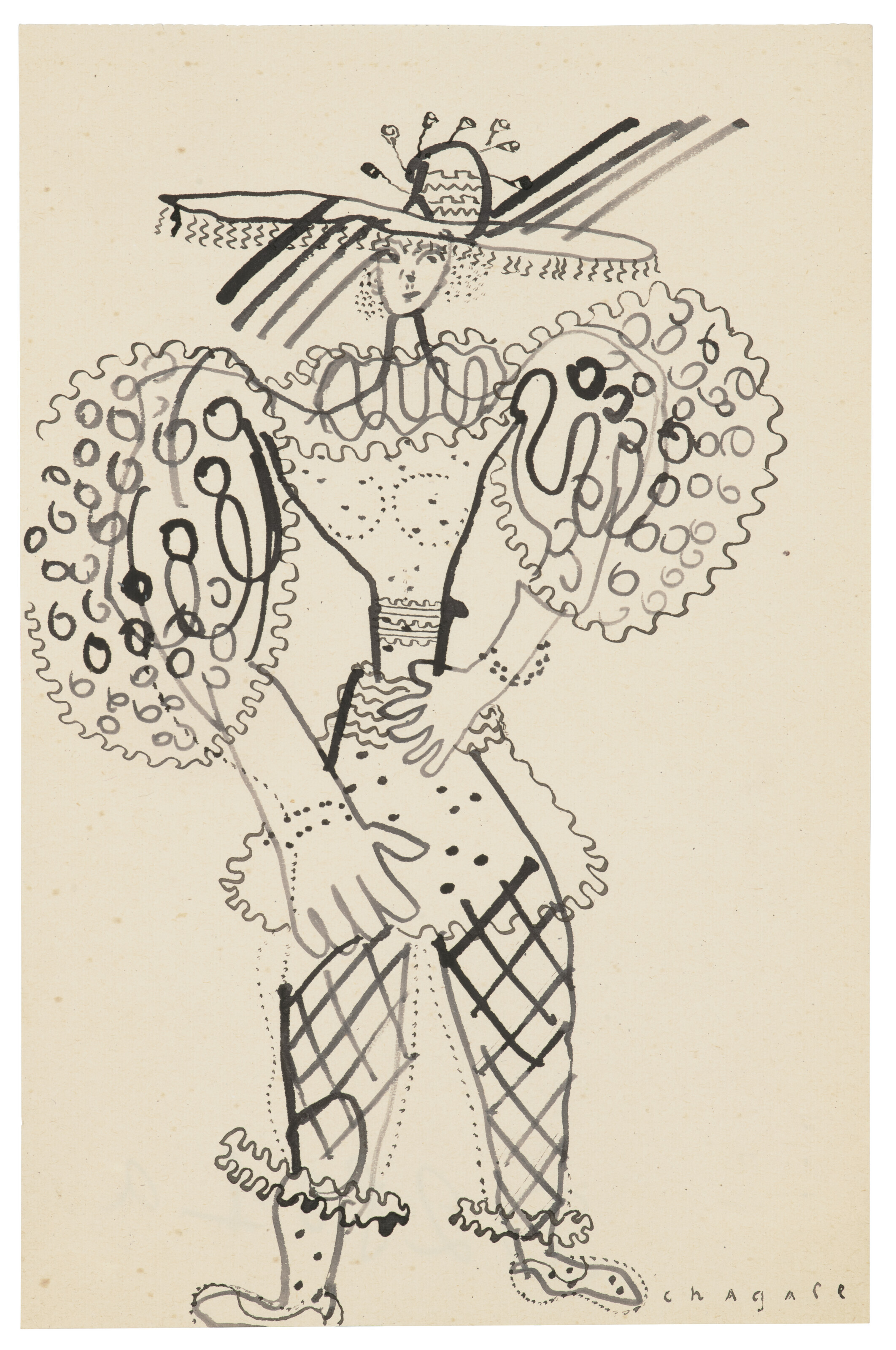 Marc Chagall (1887-1985), Robe à manches bouffons et grand chapeau ...