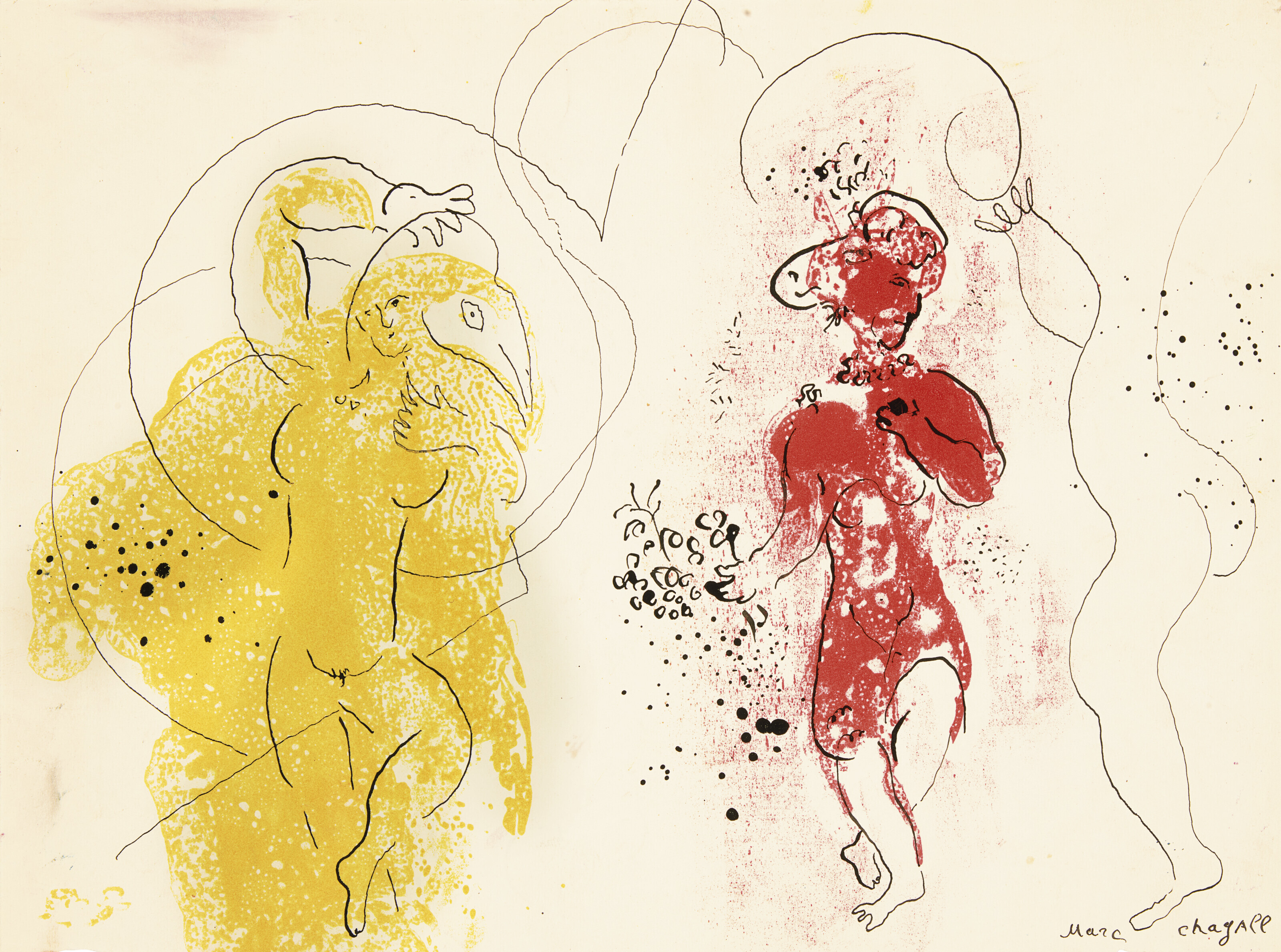 Marc Chagall (1887-1985), Esquisse pour les deux monotypes "Nu jaune et ...