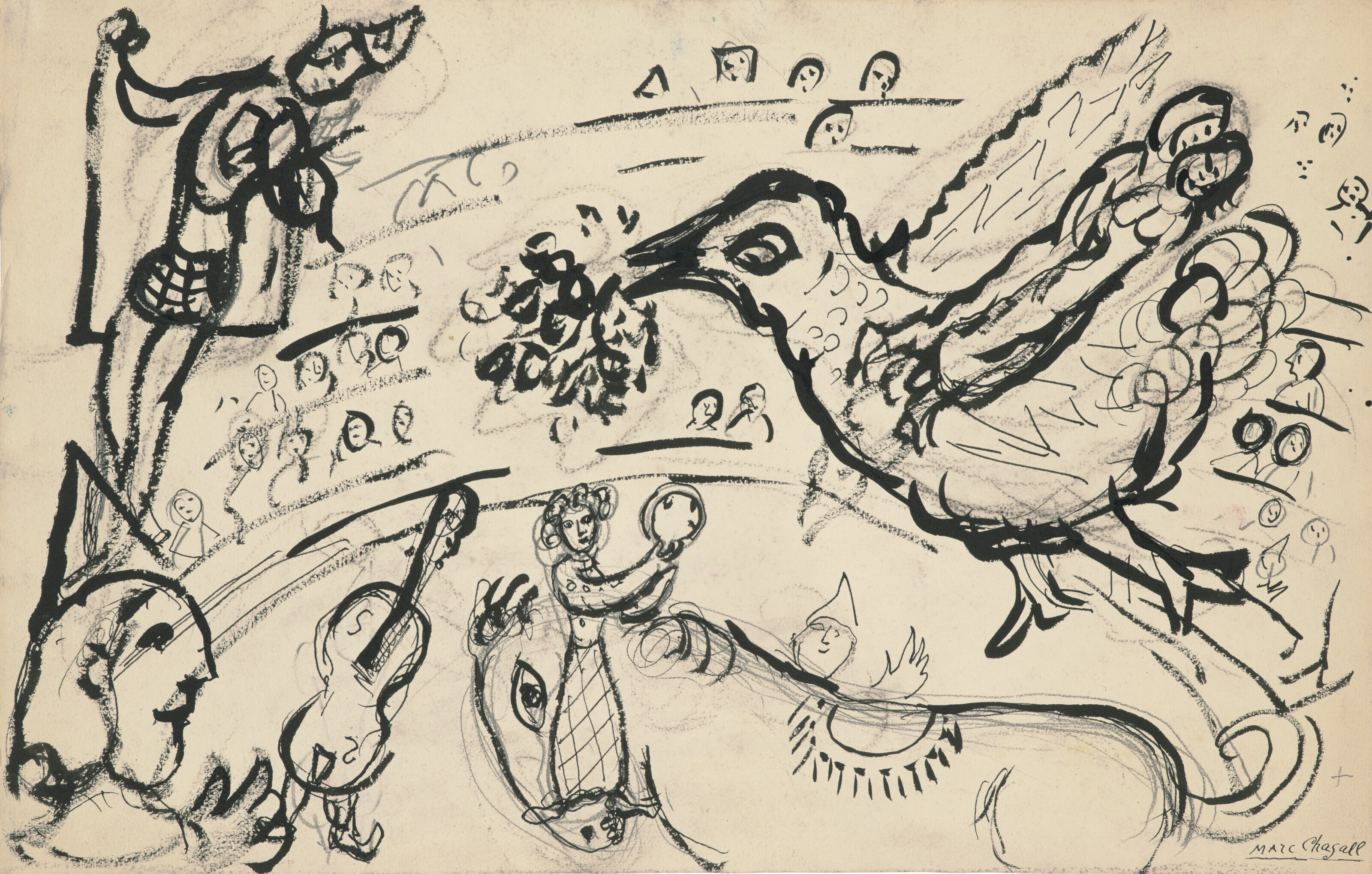 Marc Chagall (1887-1985), Esquisse pour "Commedia dell'arte" (pour le ...