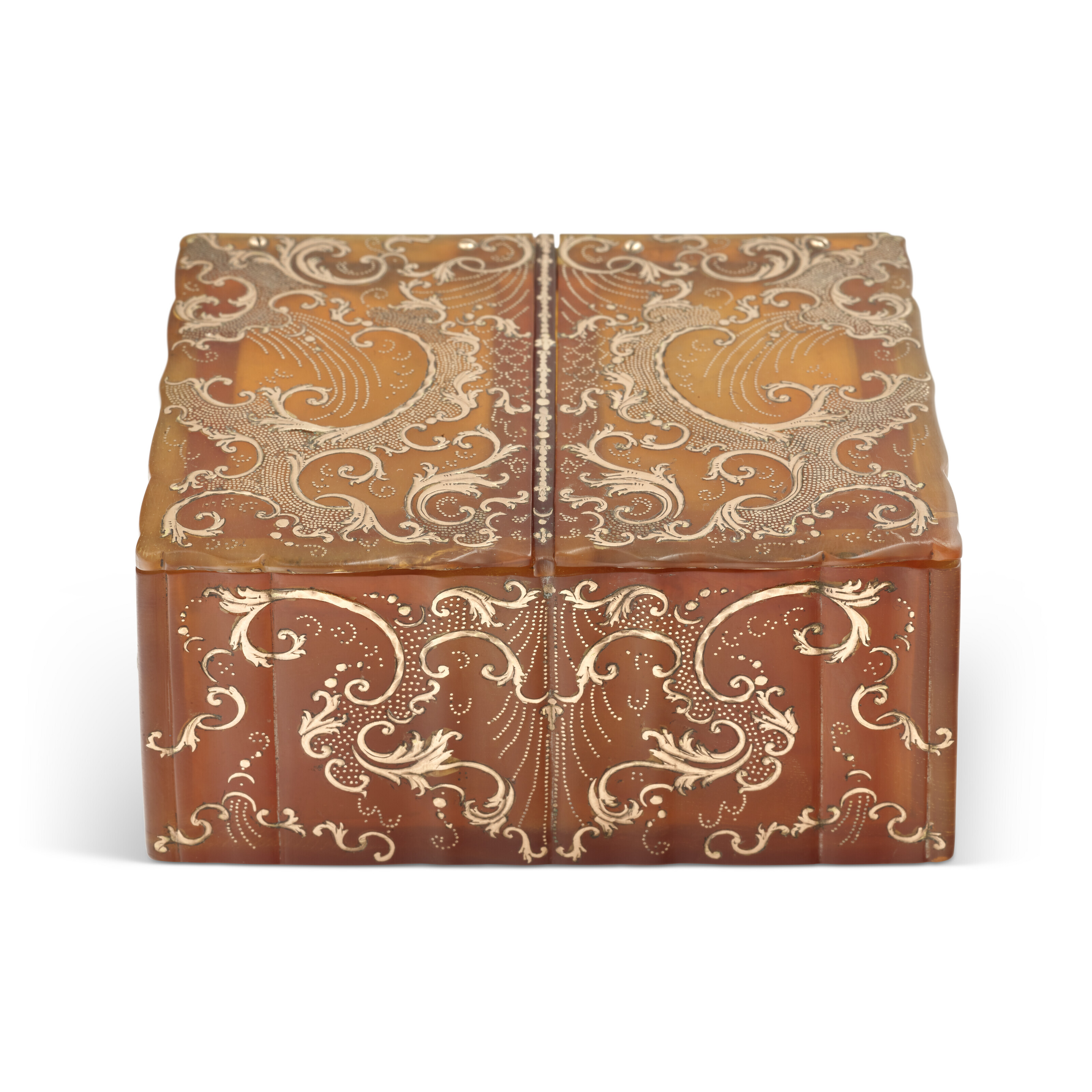 TABATIÈRE DOUBLE ITALIENNE EN ÉCAILLE DE TORTUE BLONDE PIQUÉE POSÉE D ...