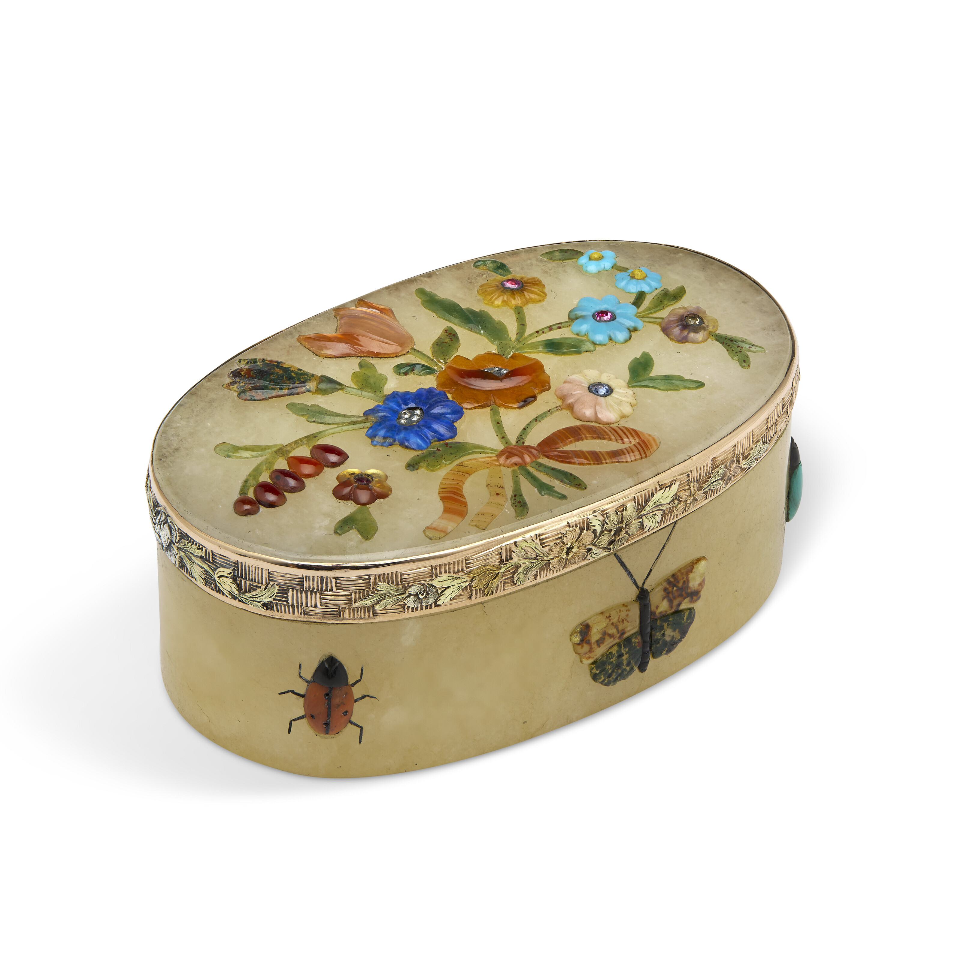 TABATIÈRE EN PIERRES DURES, PIERRES PRÉCIEUSES ET OR, PROBALEMENT ...